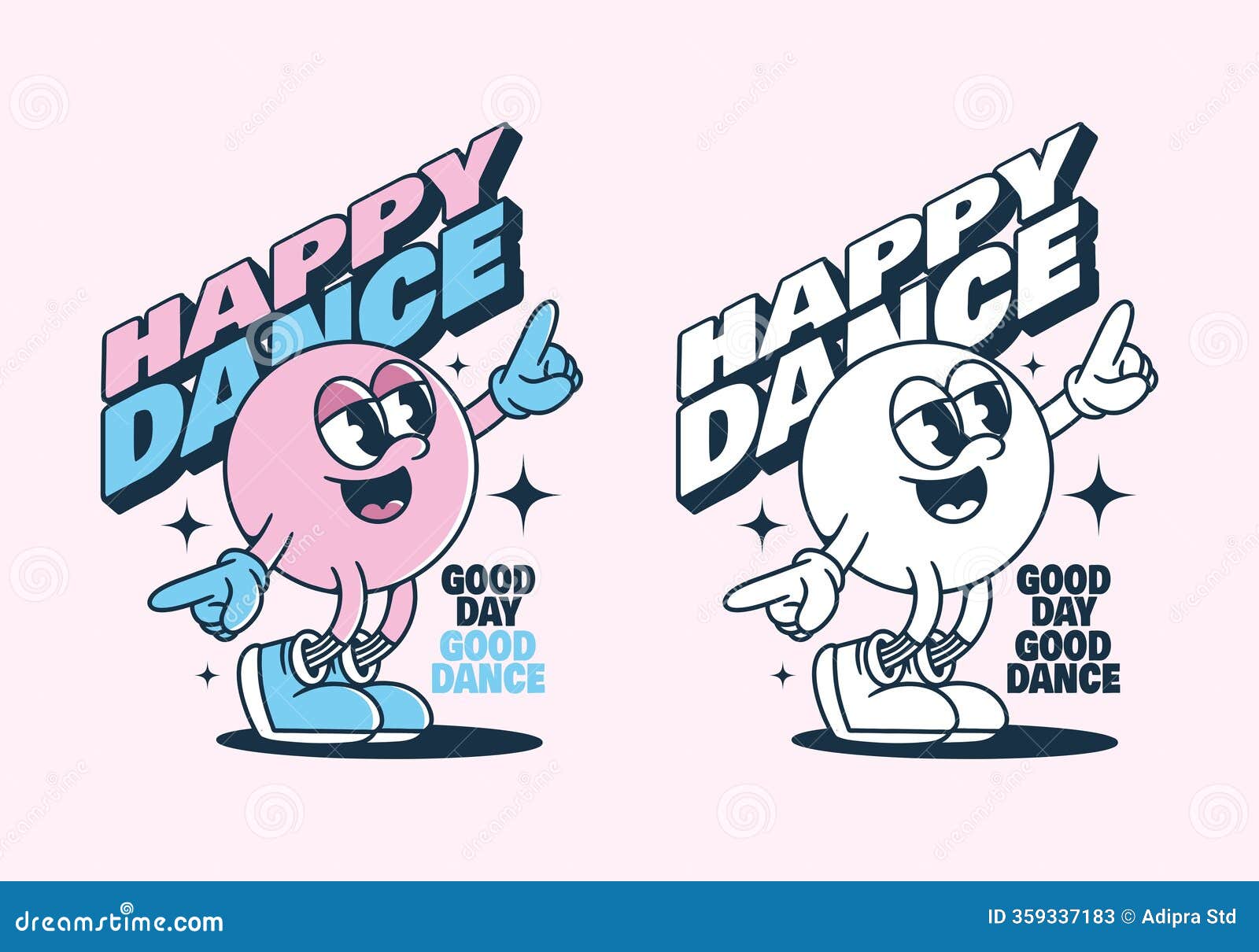 Cute Dancer Character in Pink Colors. in 2 Color Version Stock Vector ...