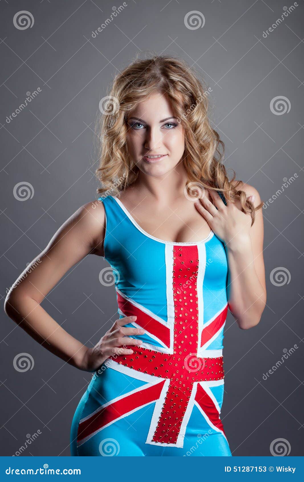 Cute Dancer Posing in Costume with Union Jack Stock Image - Image of ...