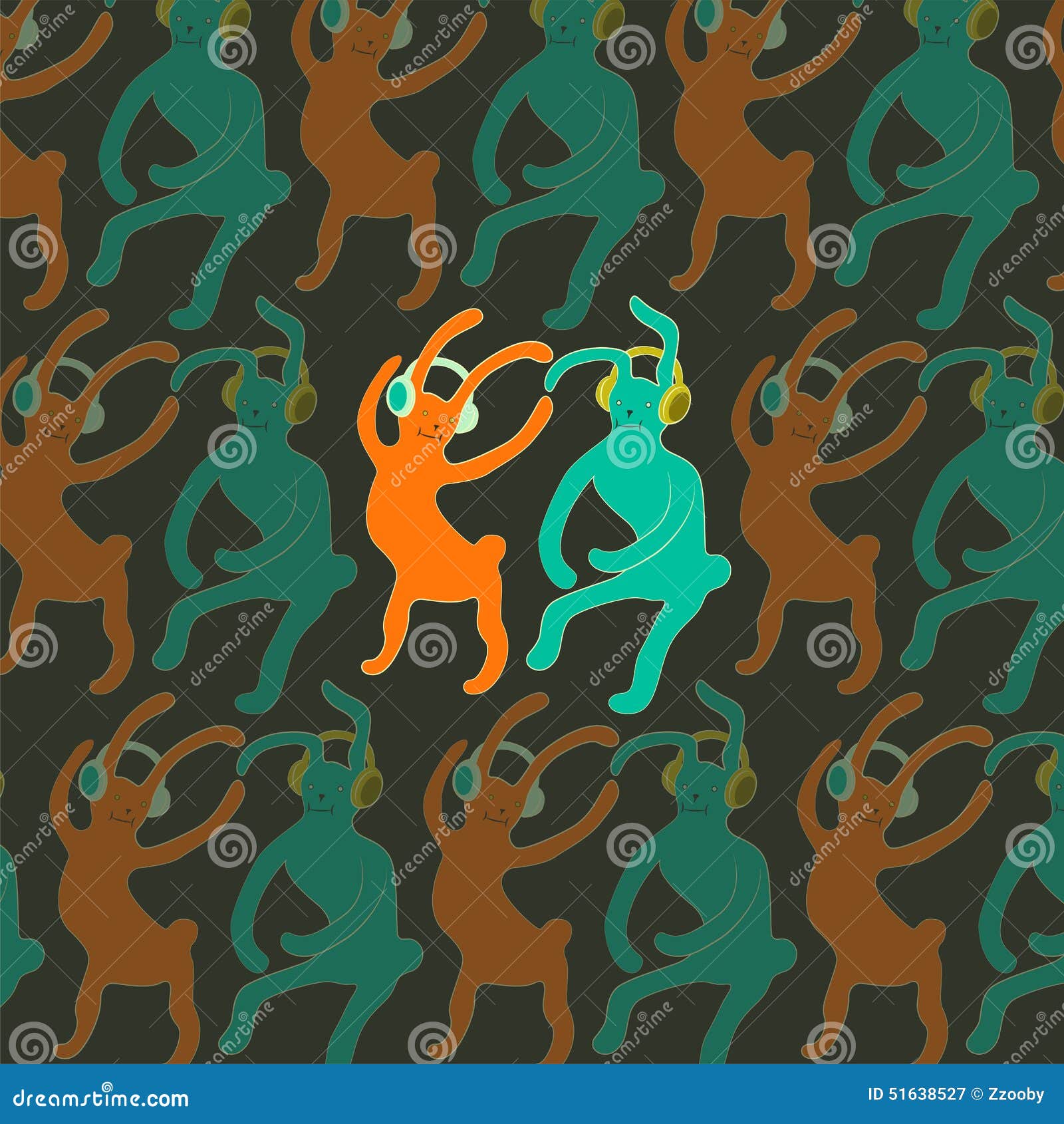 Cute Dancing Rabbits in Cartoon Style. Vector Illustration. Stock ...