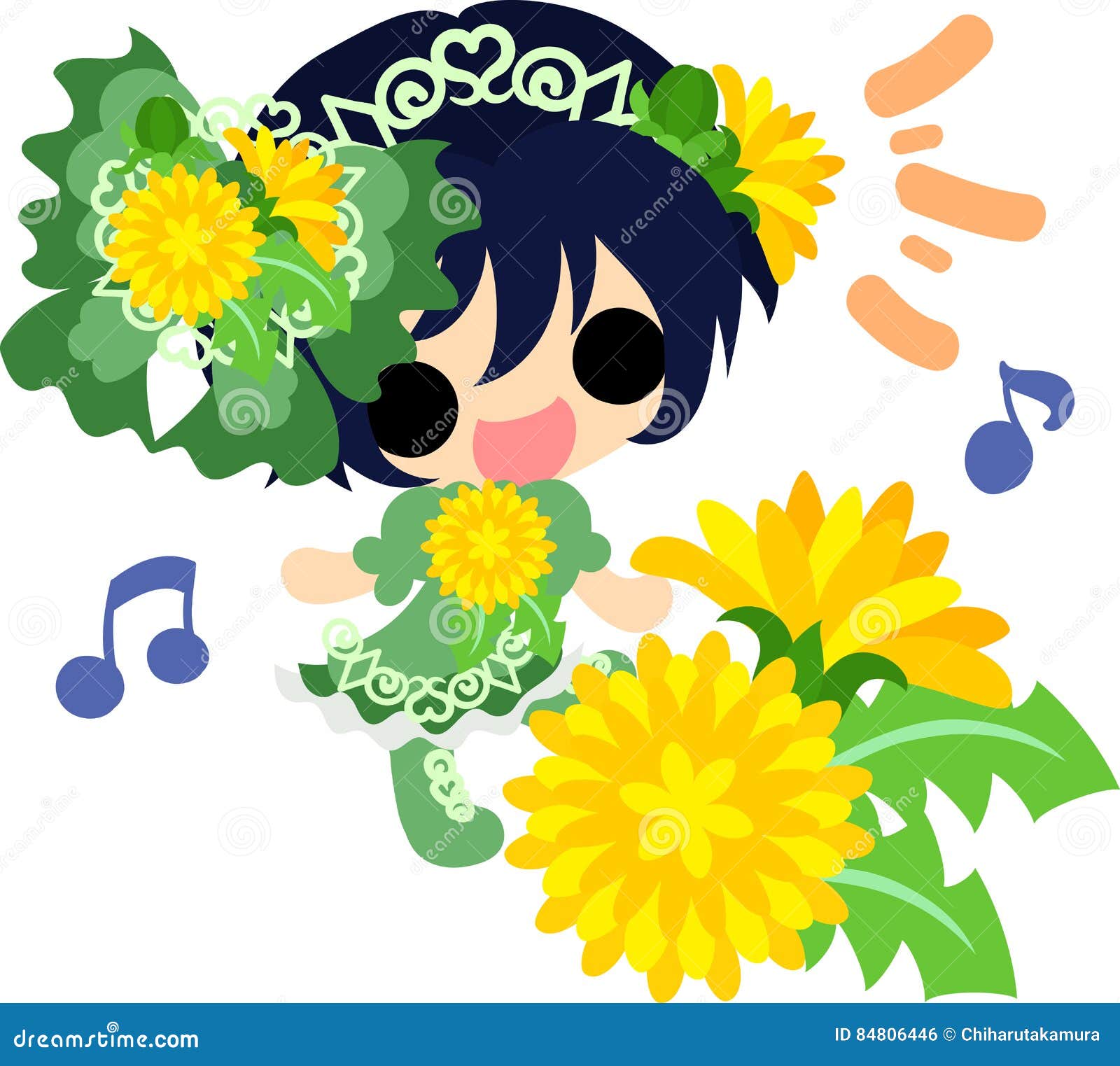 Cute dandelion girl stock vector. Illustration of creative - 84806446