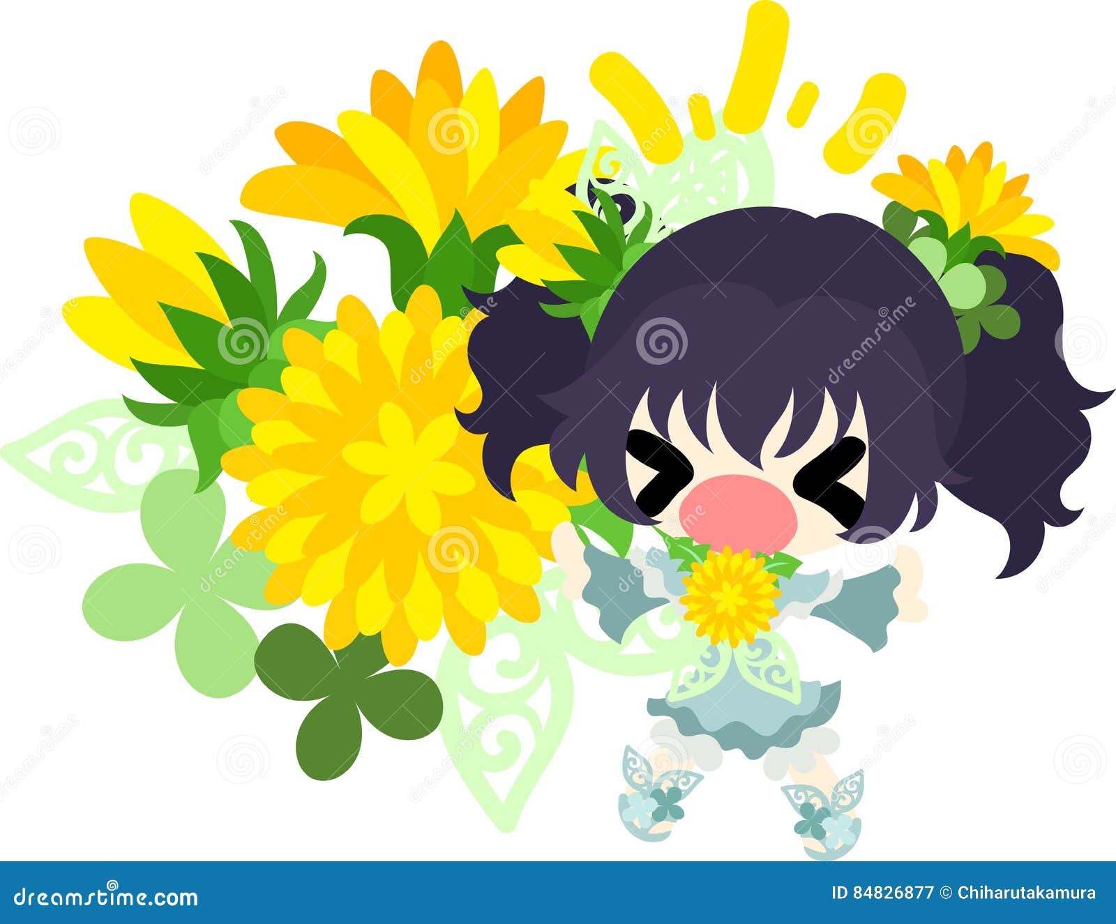 Cute dandelion girl stock vector. Illustration of dandelion - 84826877