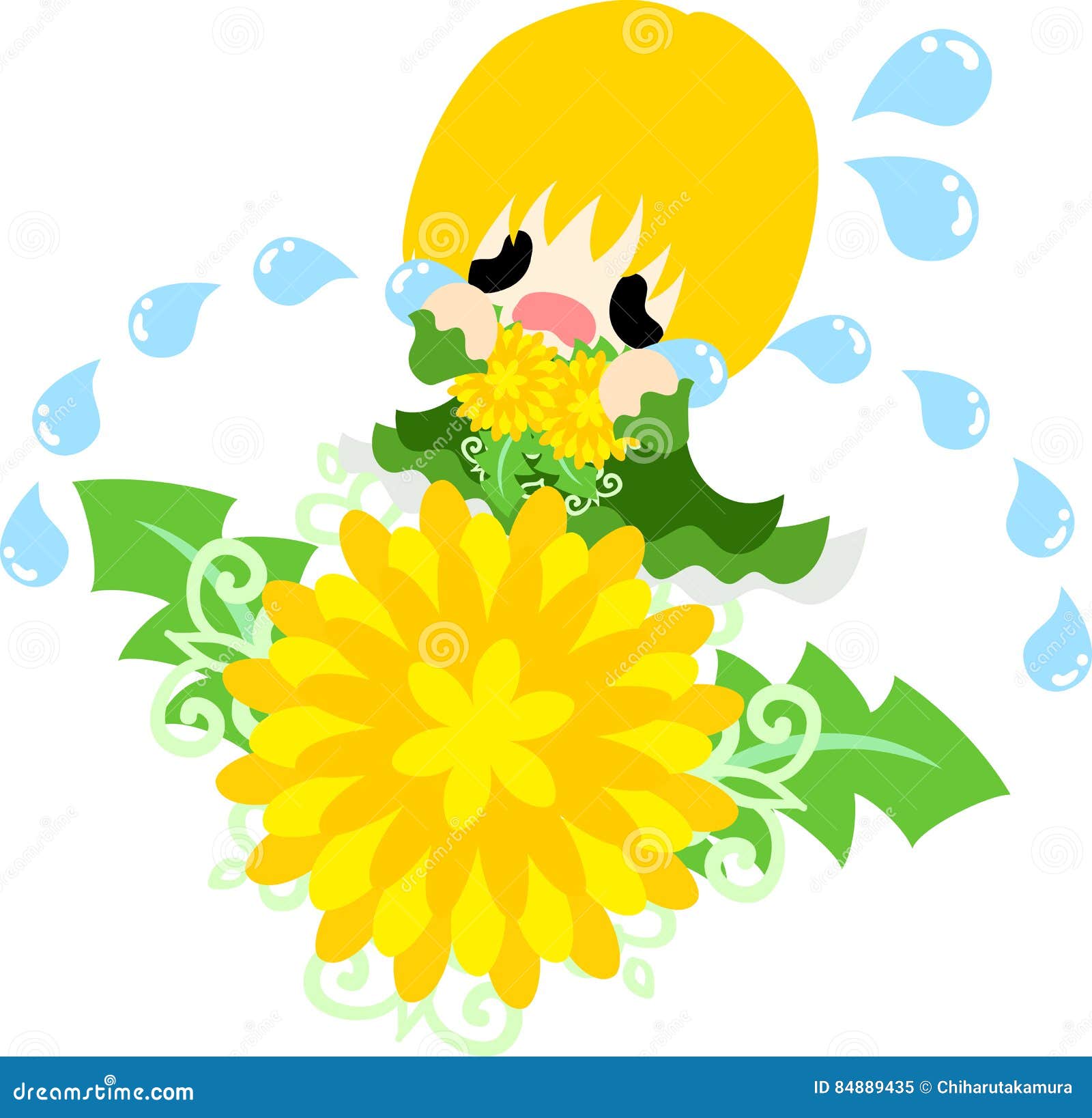Cute dandelion girl stock vector. Illustration of graphic - 84889435