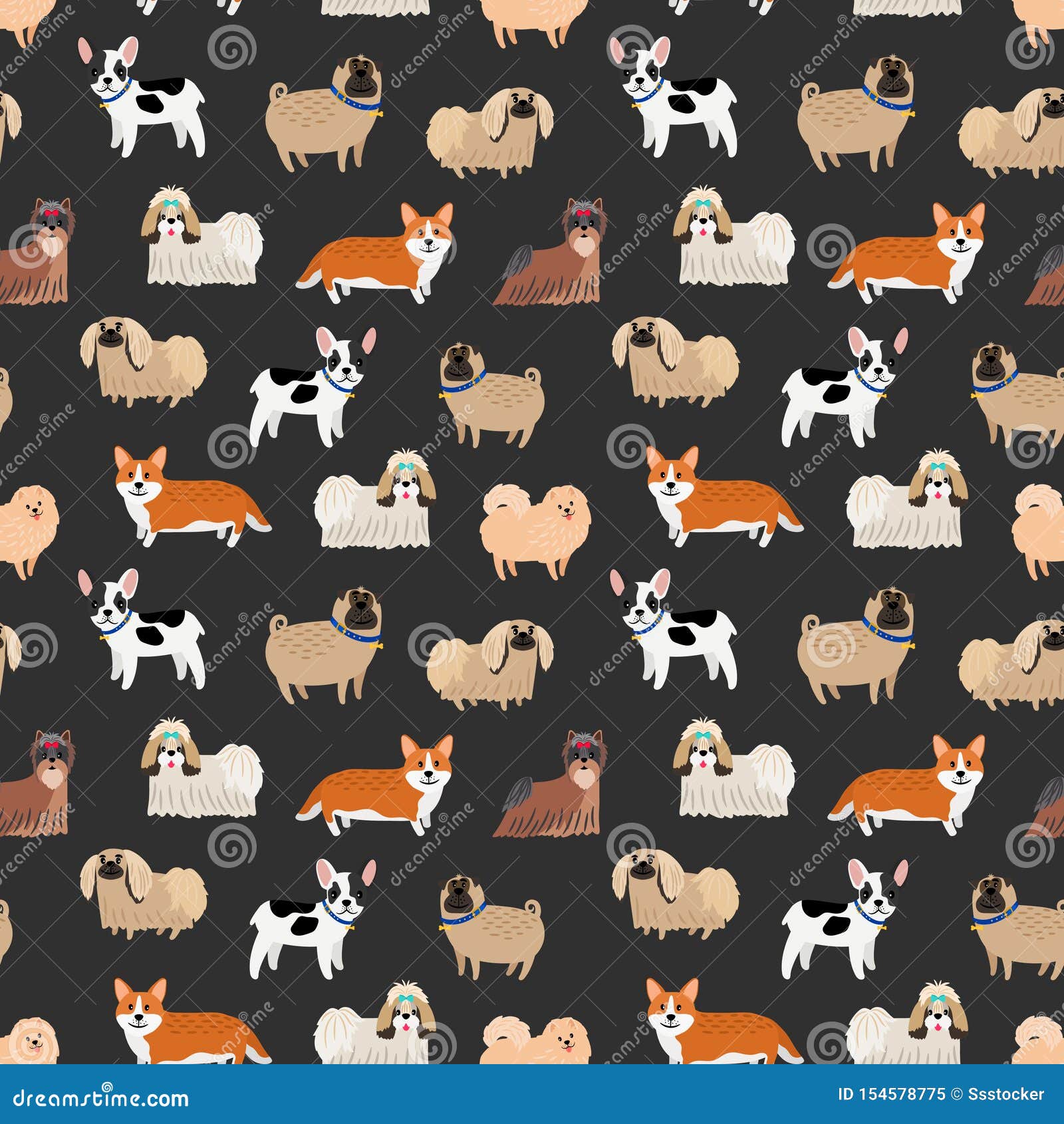 Cute Decorative Dogs Pattern Stock Vector - Illustration of background ...