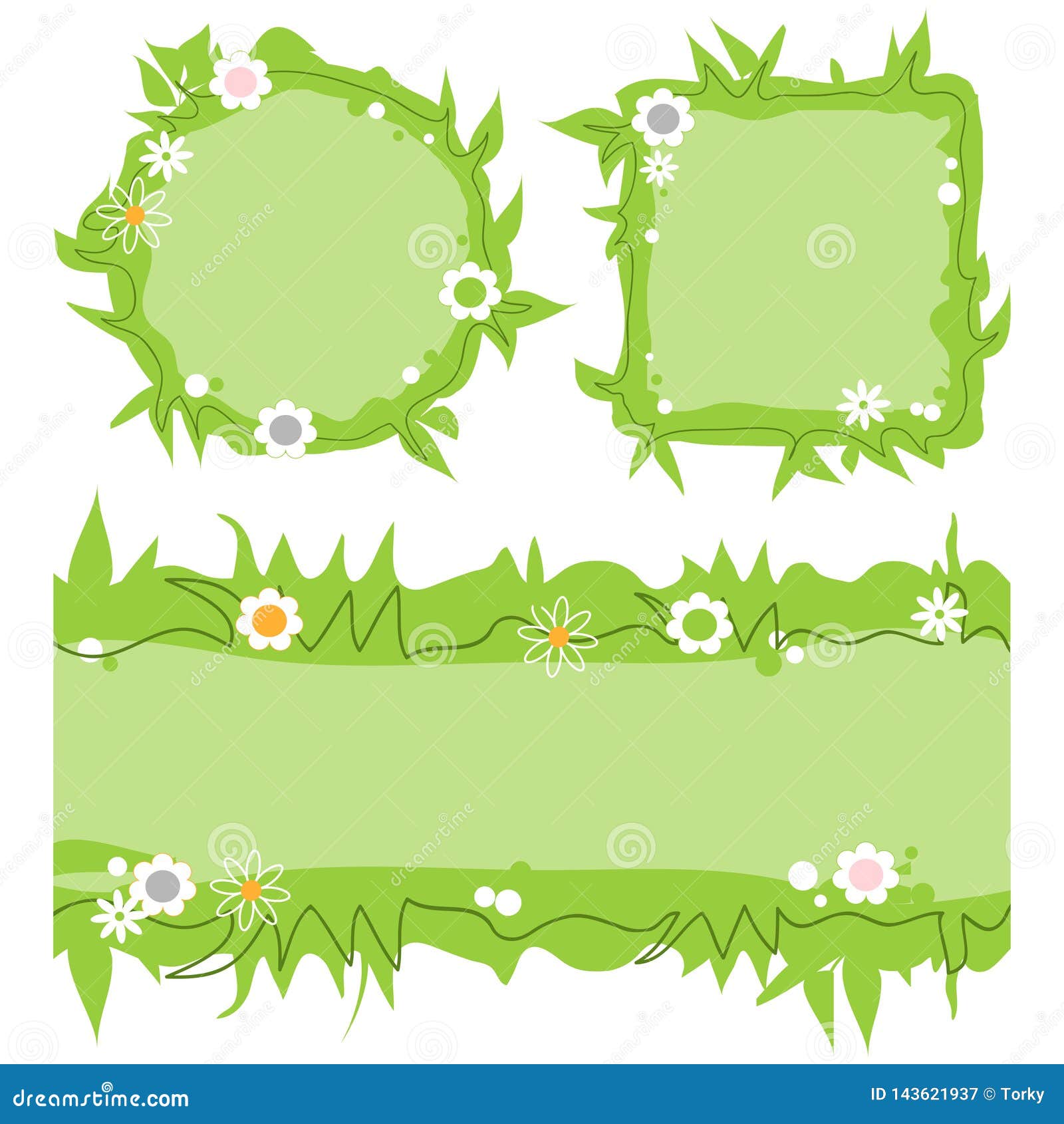 Cute Decorative Grass Frames Stock Vector - Illustration of copyspace ...