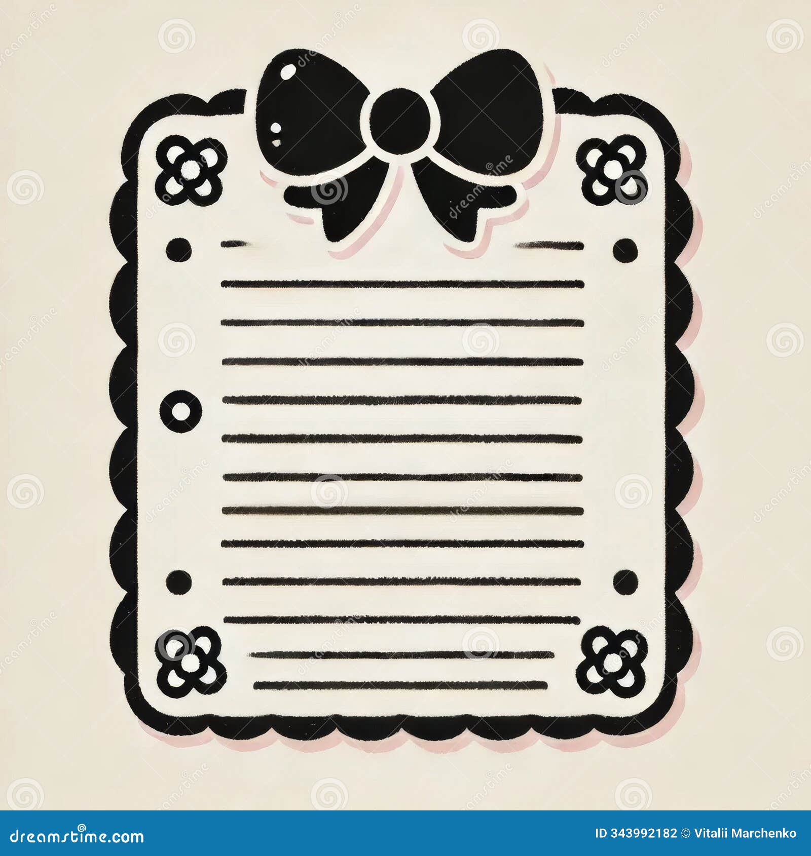 Cute Decorative Note Paper with Bow and Floral Accents for Journaling ...