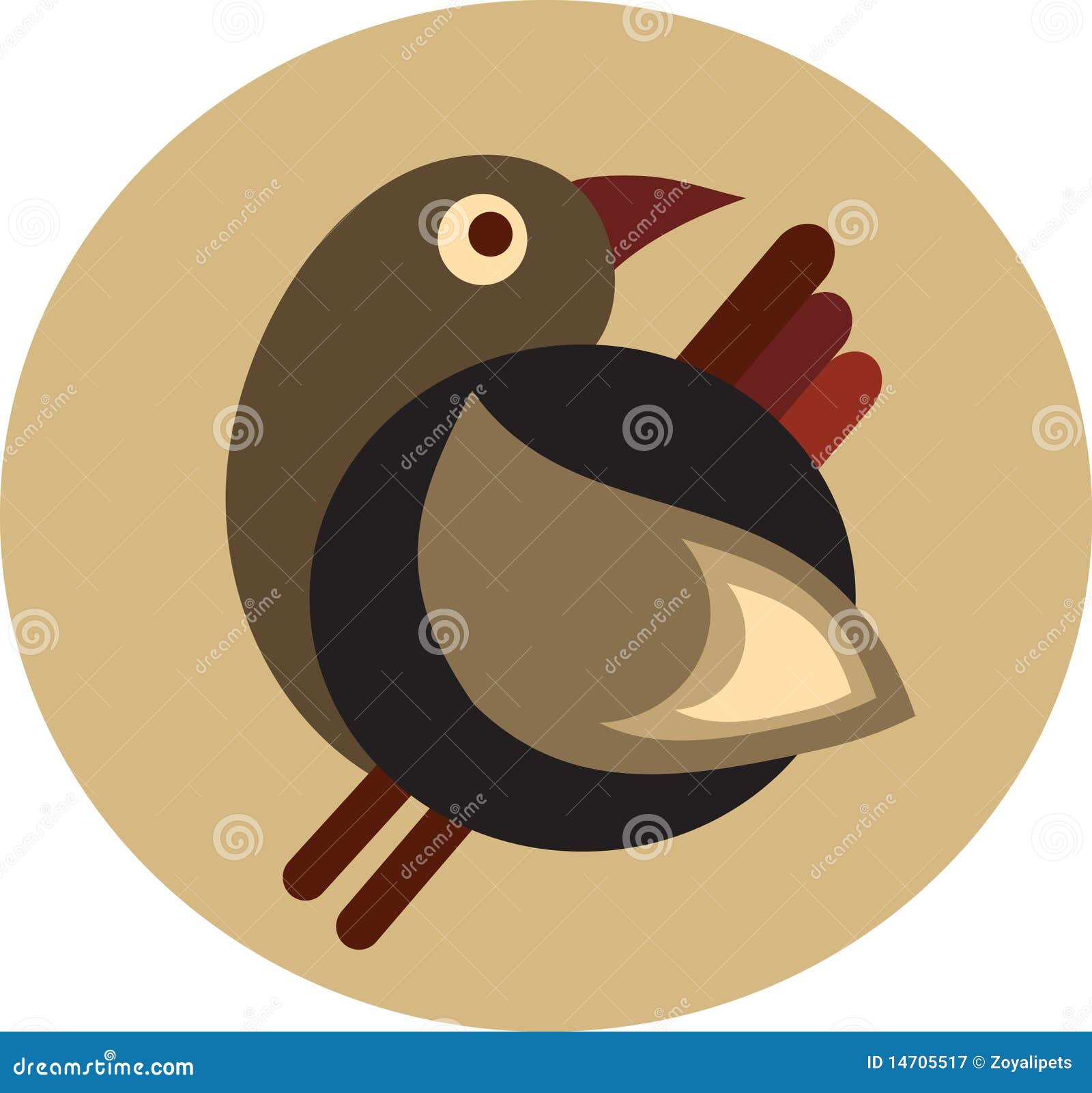 Cute Decorative Retro Brown Bird - 1 Stock Vector - Illustration of ...
