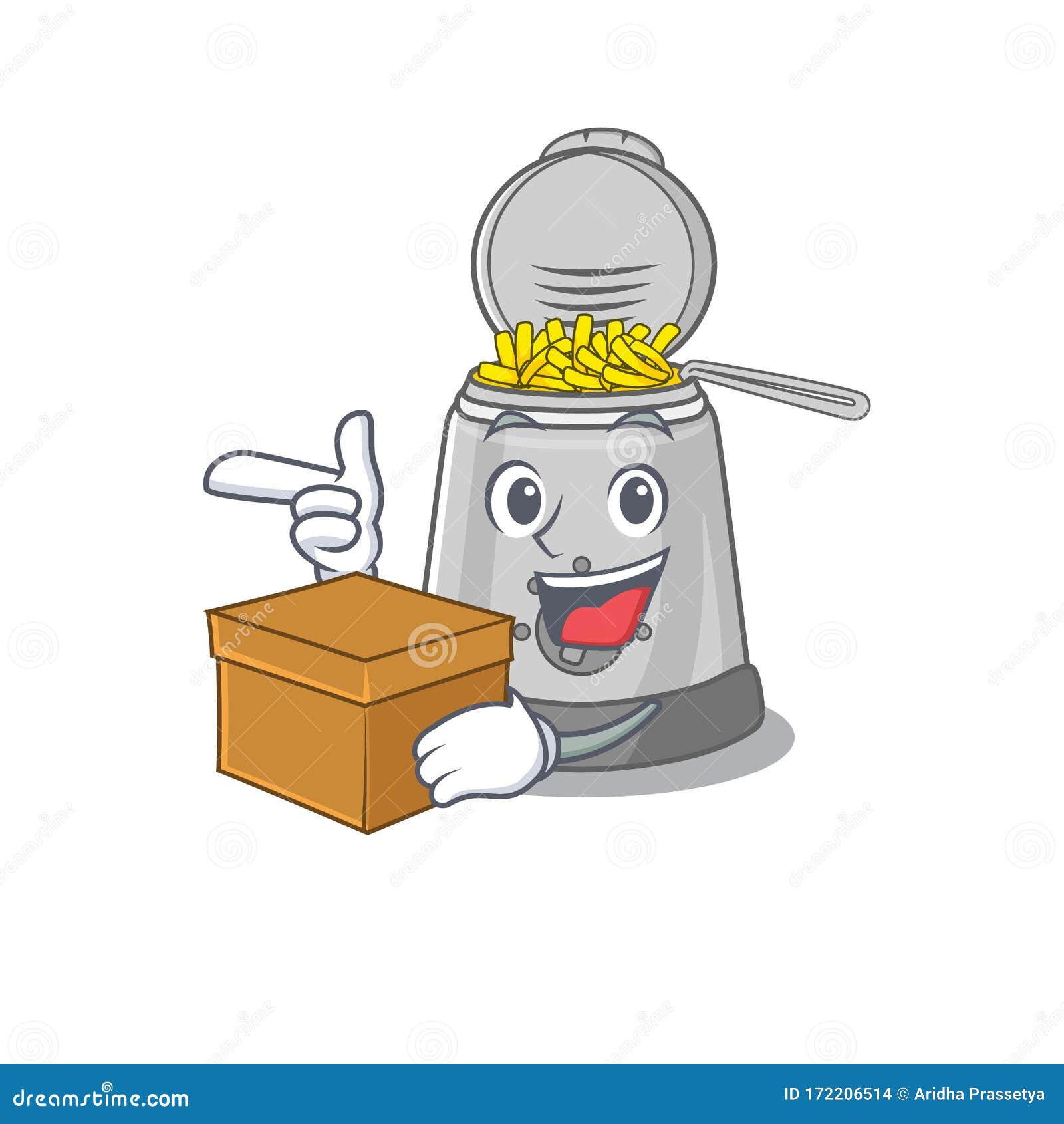 Cute Deep Fryer Cartoon Character Having a Box Stock Vector ...
