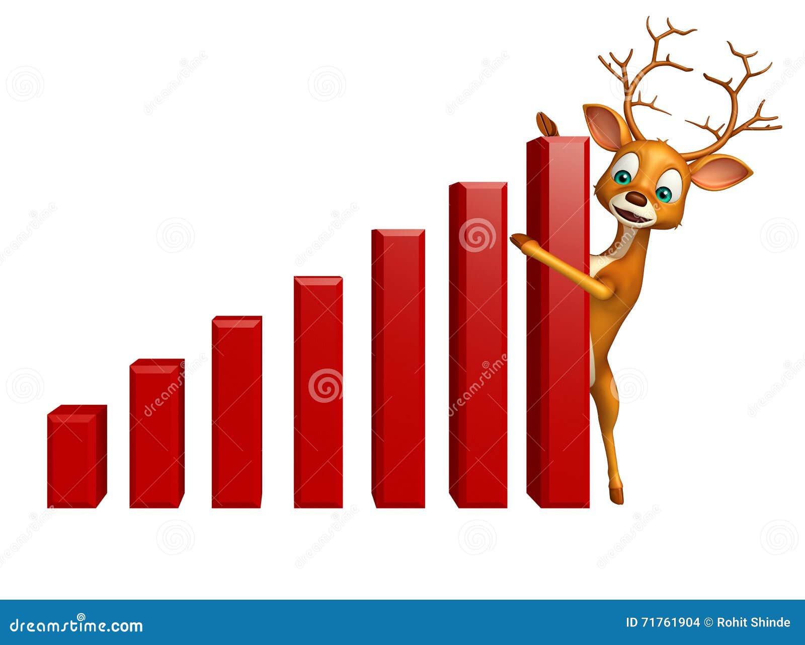 Cute Deer Cartoon Character with Graph Stock Illustration ...