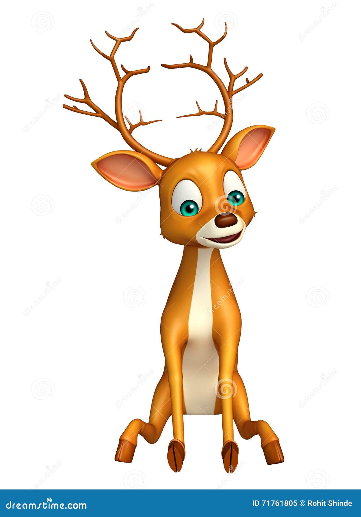 Cute Deer Cartoon Character with Sitting Down Stock Illustration ...