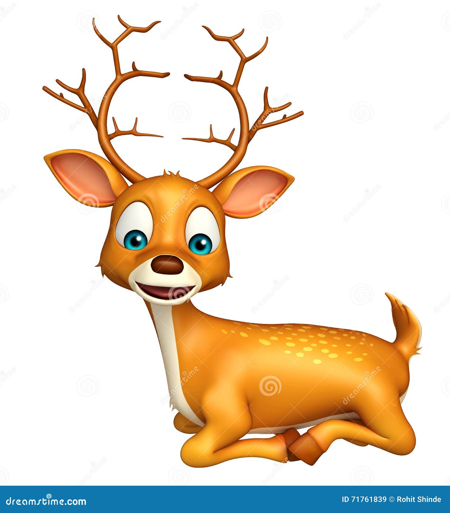 Cute Deer Cartoon Character with Sitting Down Stock Illustration ...