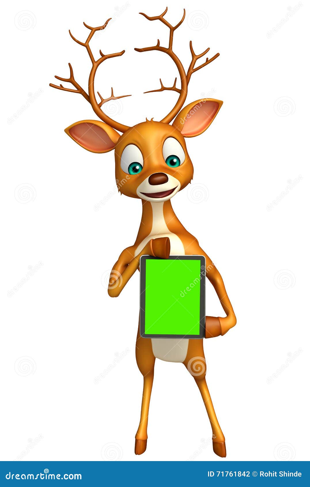 Cute Deer Cartoon Character with Tab Stock Illustration - Illustration ...