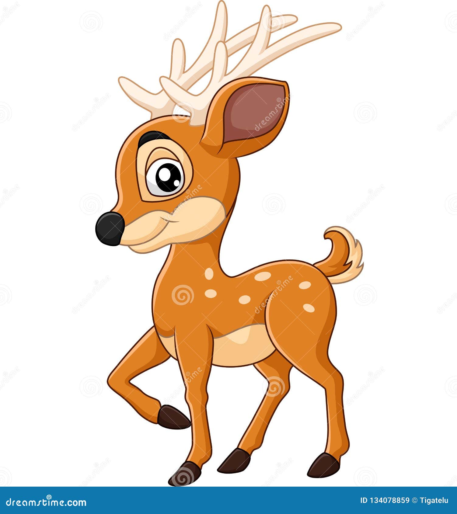 Cute deer cartoon stock vector. Illustration of deer - 134078859