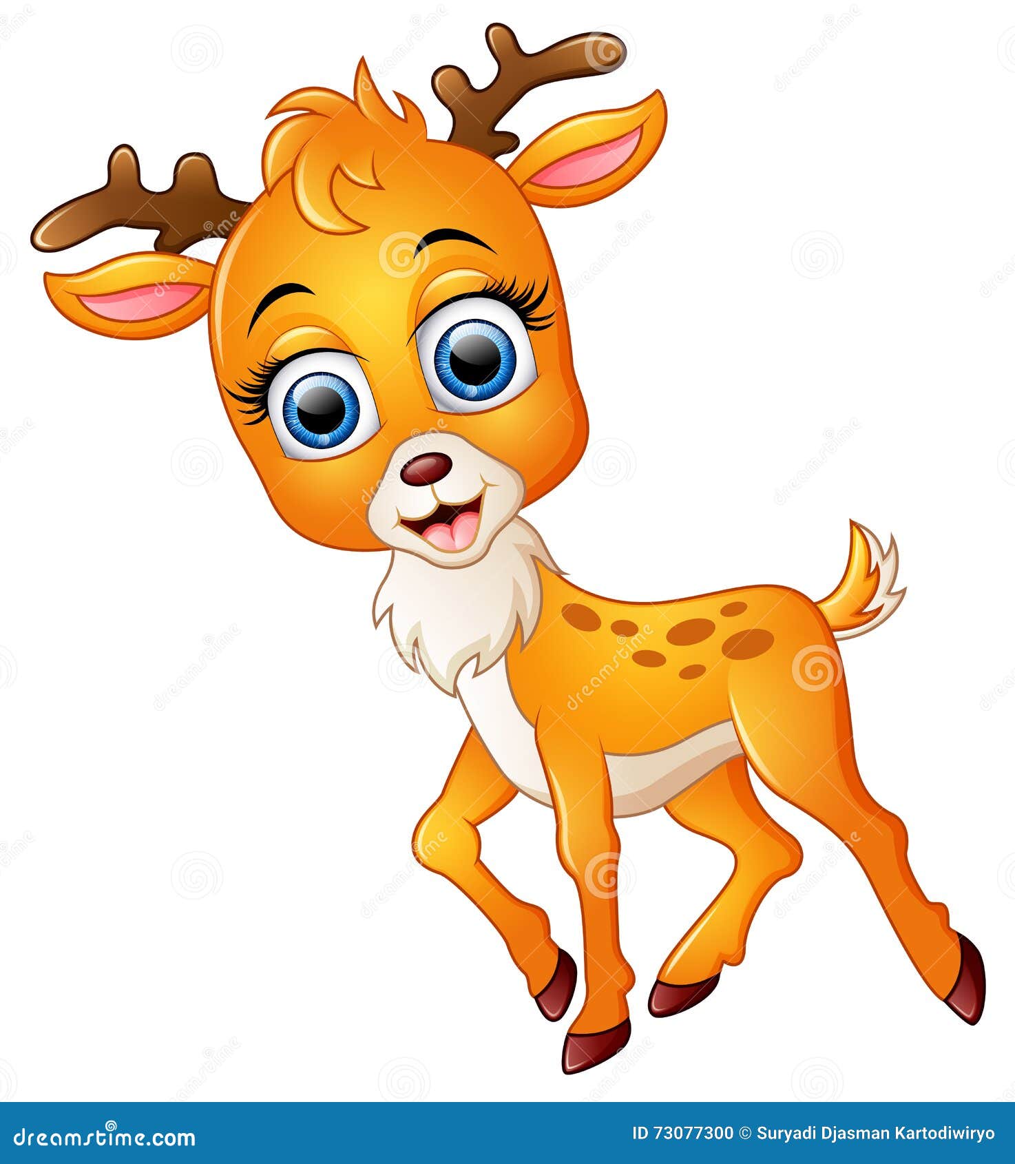 Cute deer cartoon stock vector. Illustration of comic - 73077300