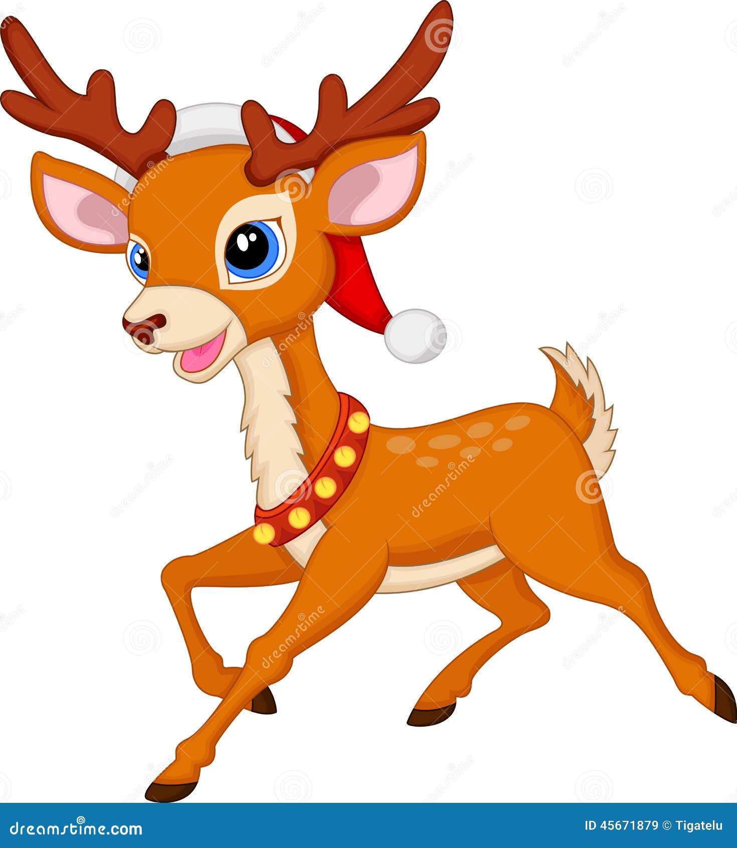 Cute Deer Cartoon with Red Hat Stock Vector - Illustration of humor ...