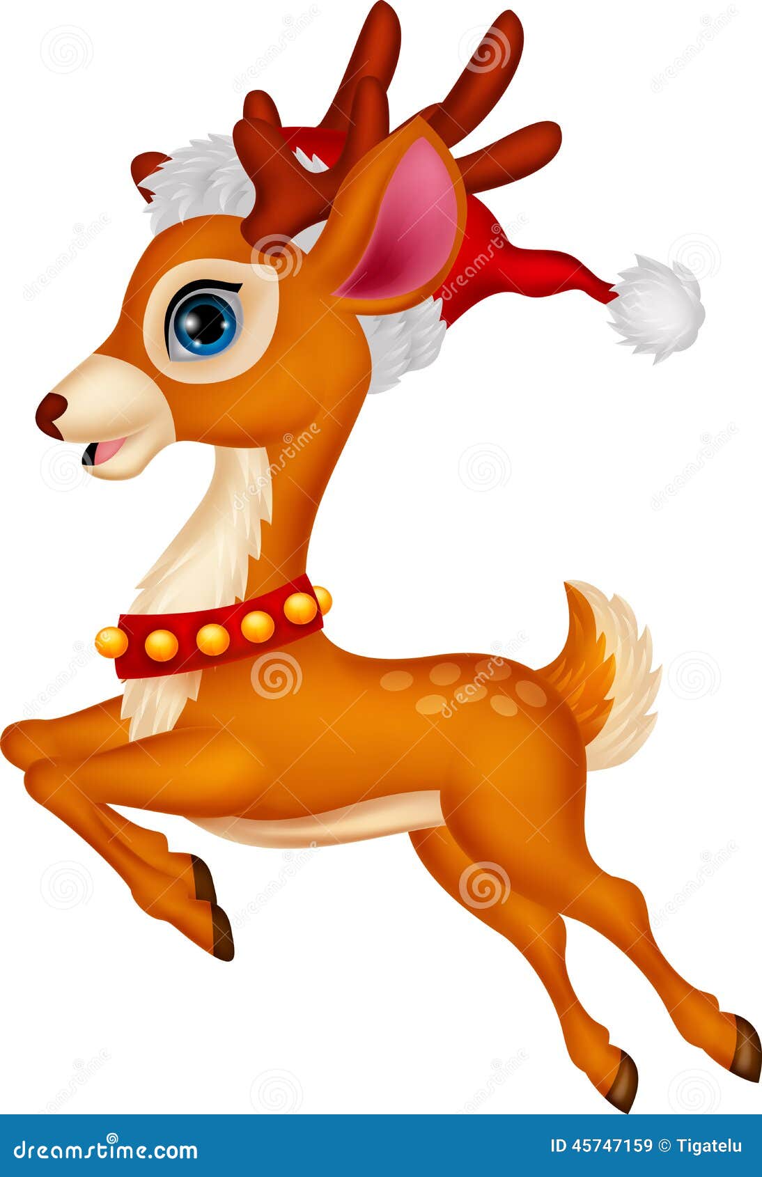Cute Deer Cartoon with Red Hat Stock Vector - Illustration of brown ...