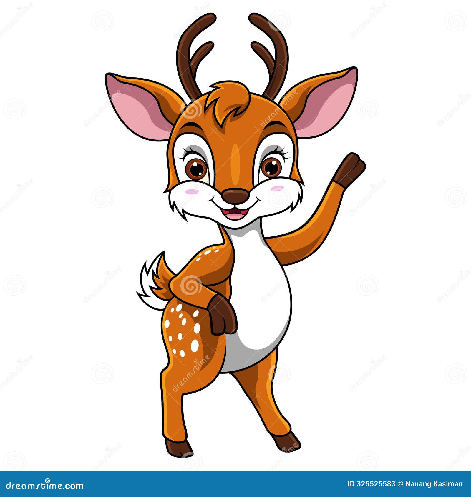 Cute Deer Cartoon Waving Hand Stock Illustration - Illustration of ...
