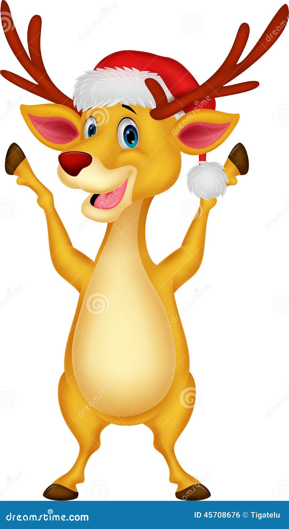 Cute deer cartoon waving stock vector. Illustration of celebration ...