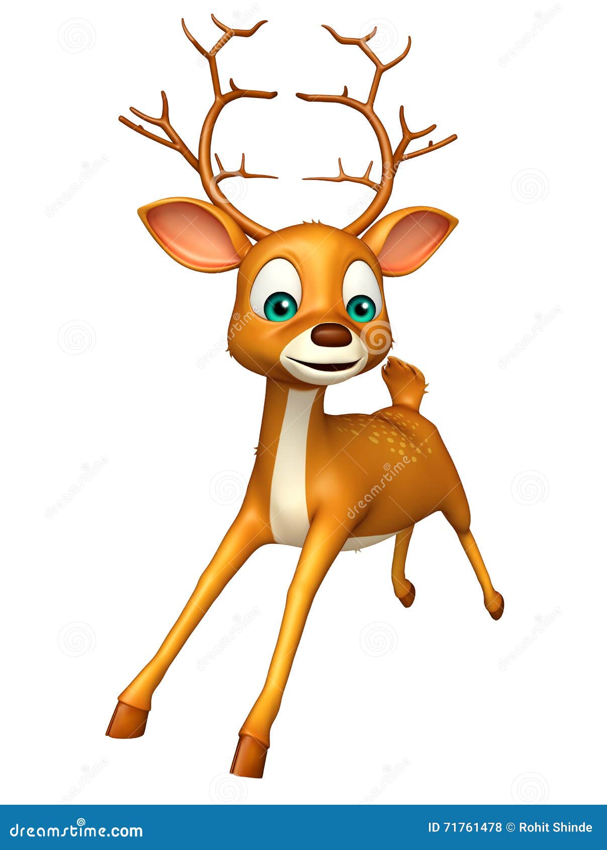 Cute Deer Funny Cartoon Character Stock Illustration - Illustration of ...