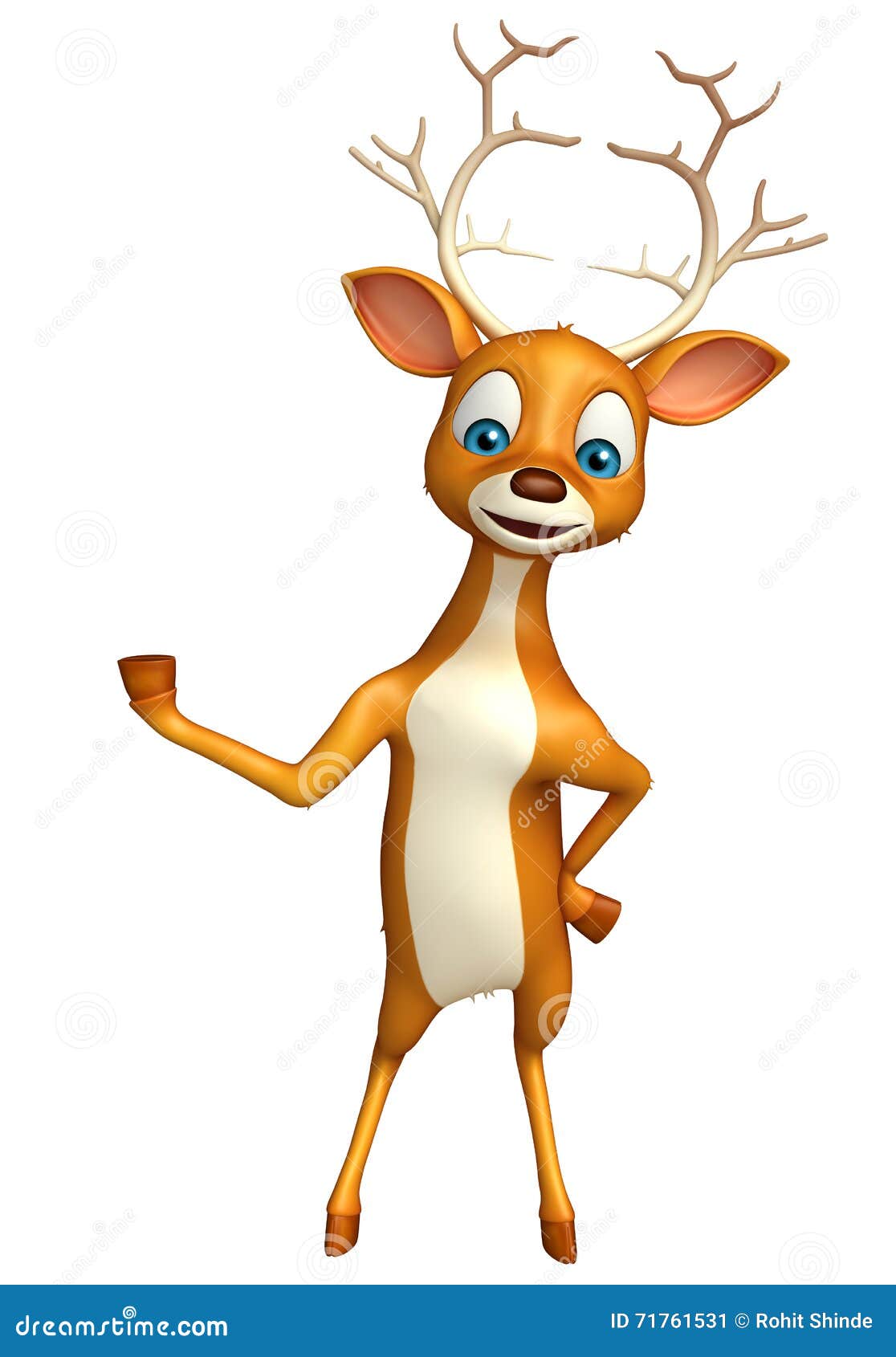 Cute Deer Funny Cartoon Character Stock Illustration - Illustration of ...