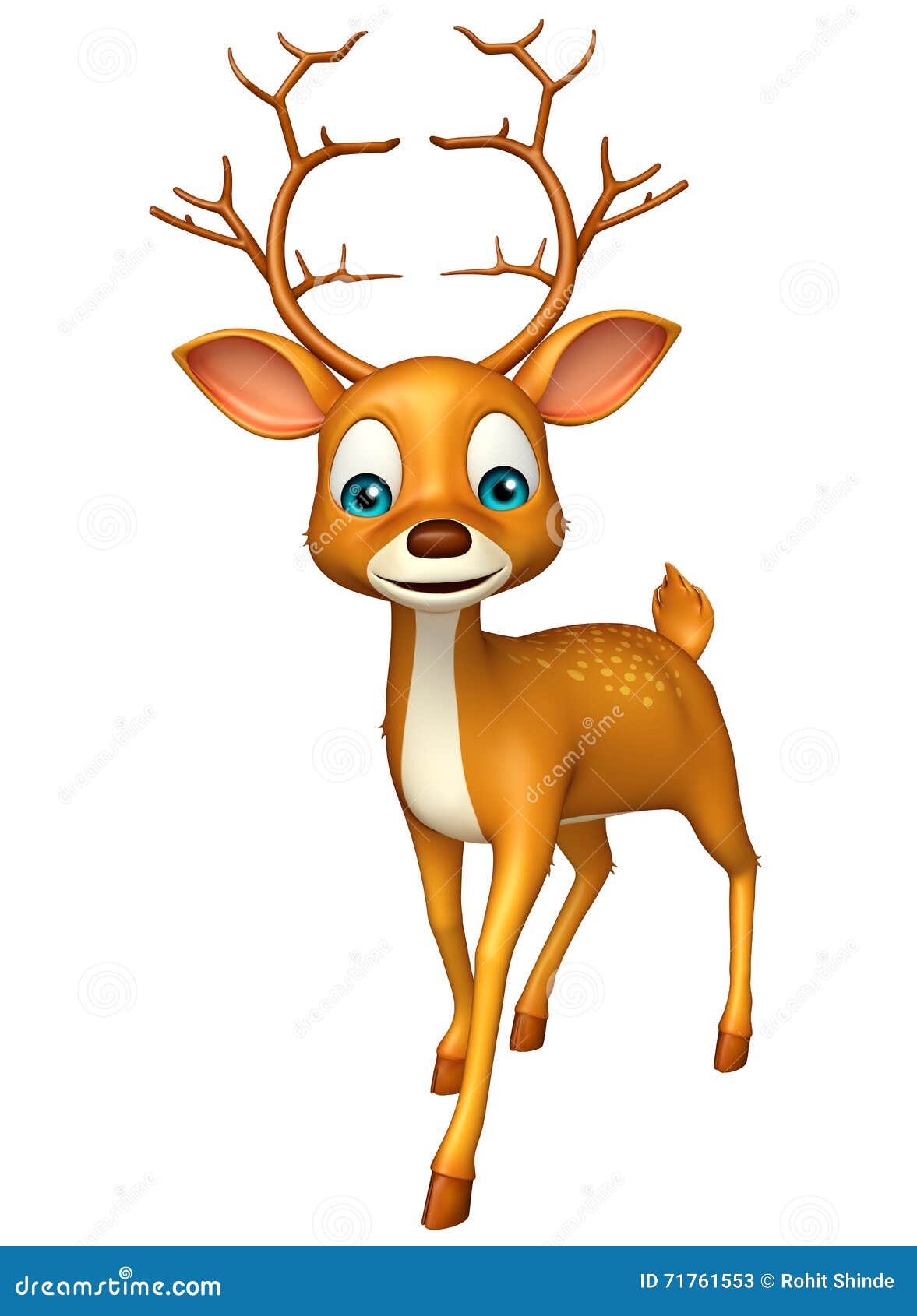 Cute Deer Funny Cartoon Character Stock Illustration - Illustration of ...