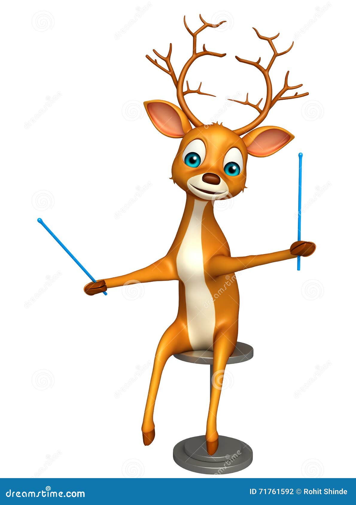 Cute Deer Funny Cartoon Character Stock Illustration - Illustration of ...