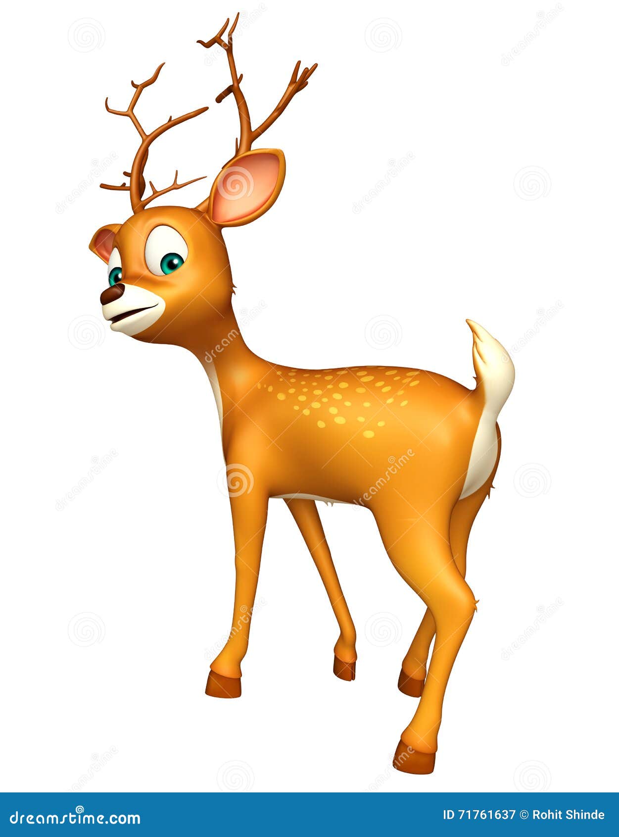 Cute Deer Funny Cartoon Character Stock Illustration - Illustration of ...