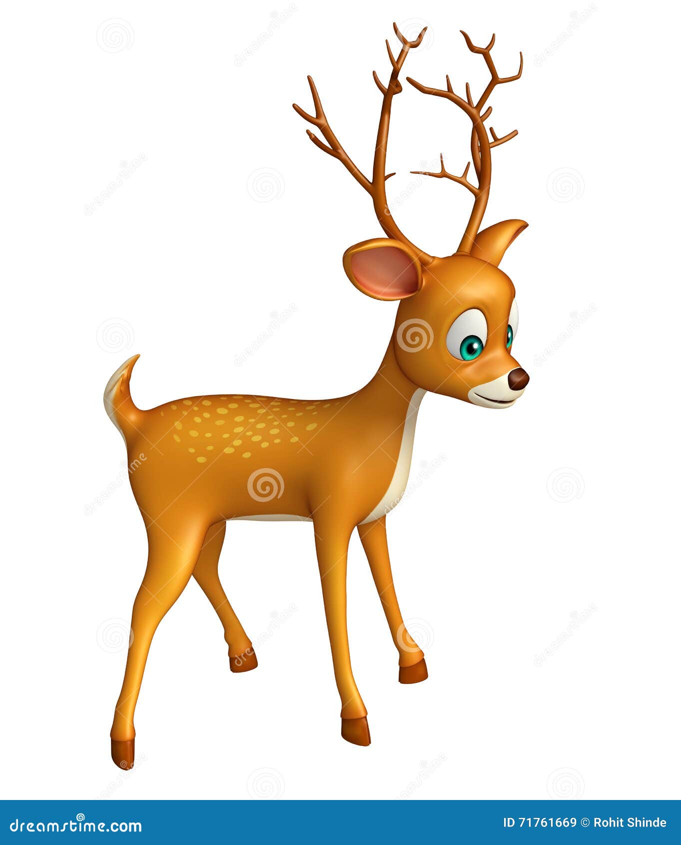 Cute Deer Funny Cartoon Character Stock Illustration - Illustration of ...