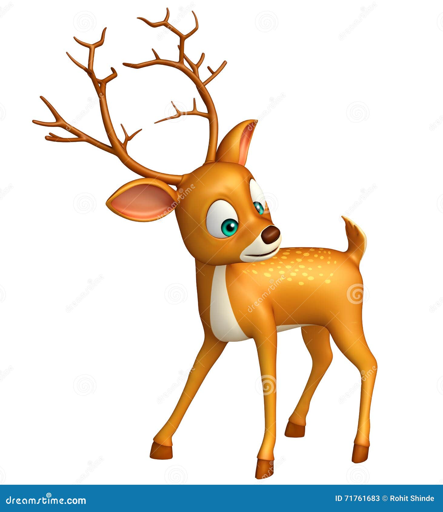 Cute Deer Funny Cartoon Character Stock Illustration - Illustration of ...