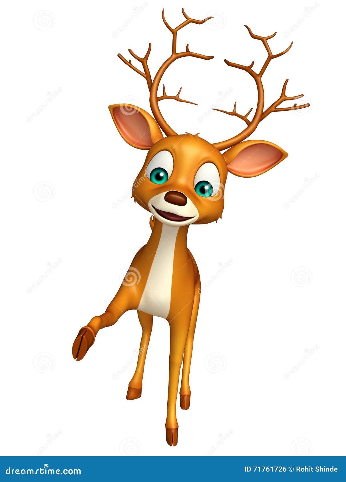 Cute Deer Funny Cartoon Character Stock Illustration - Illustration of ...