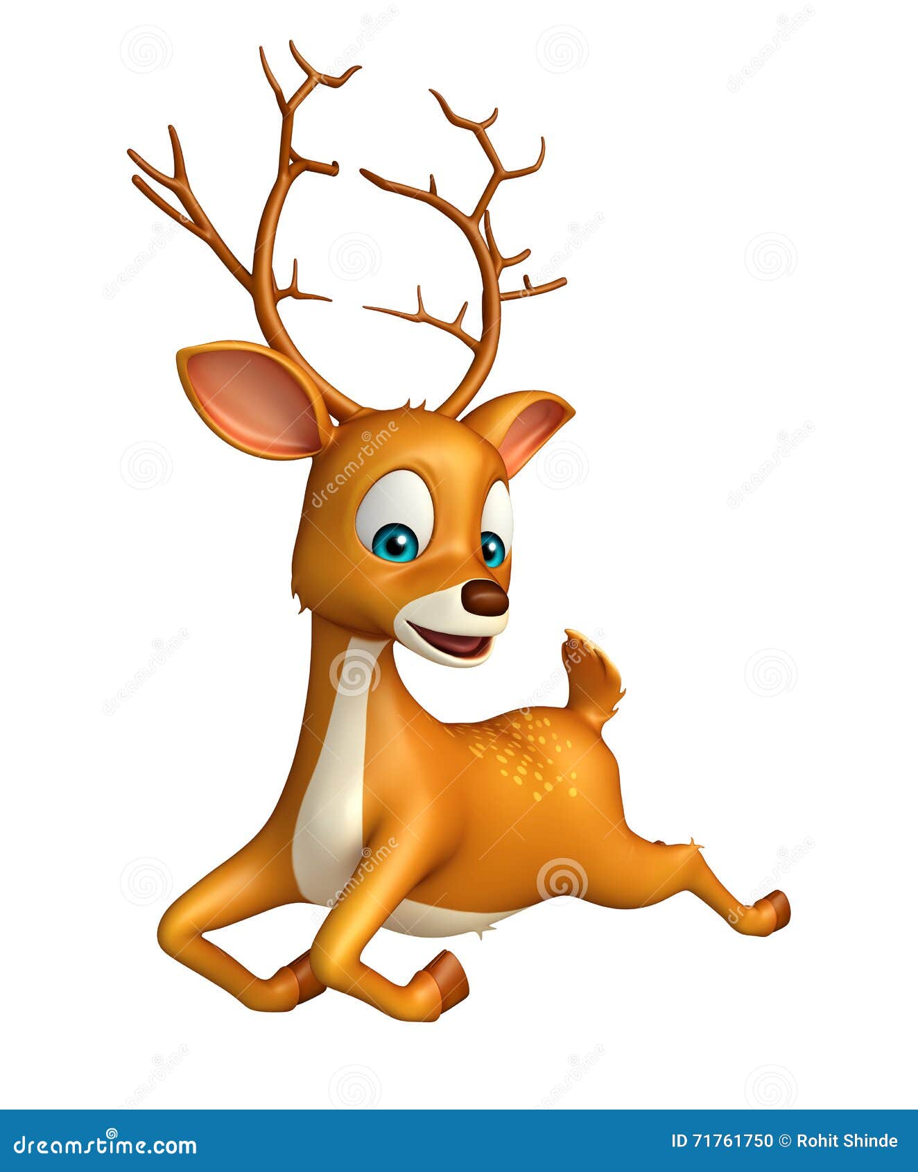 Cute Deer Funny Cartoon Character Stock Illustration - Illustration of ...