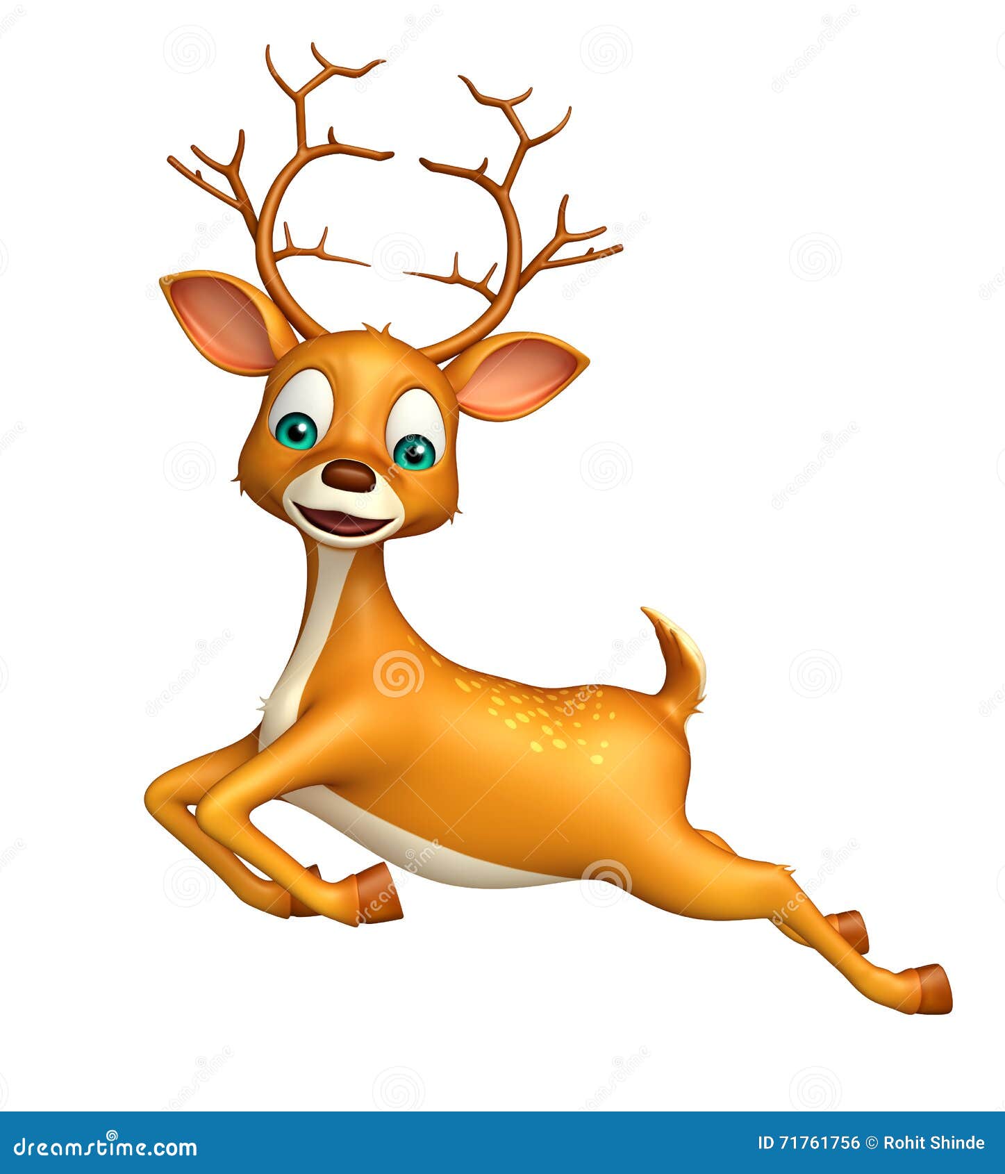 Cute Deer Funny Cartoon Character Stock Illustration - Illustration of ...