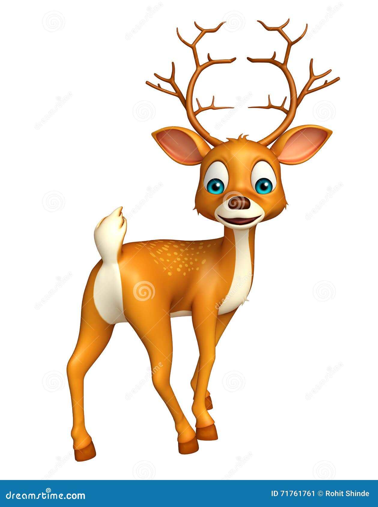Cute Deer Funny Cartoon Character Stock Illustration - Illustration of ...