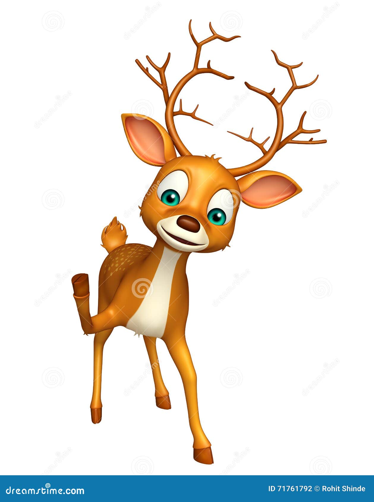 Cute Deer Funny Cartoon Character Stock Illustration - Illustration of ...
