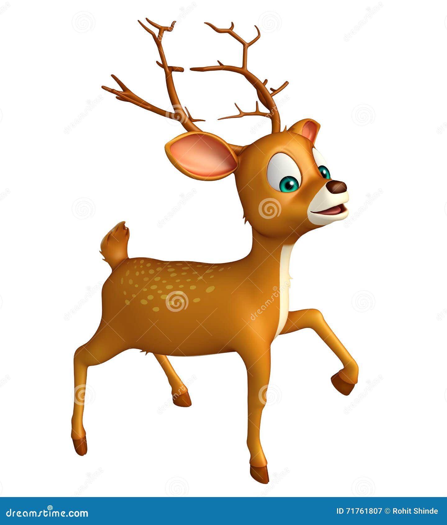 Cute Deer Funny Cartoon Character Stock Illustration - Illustration of ...