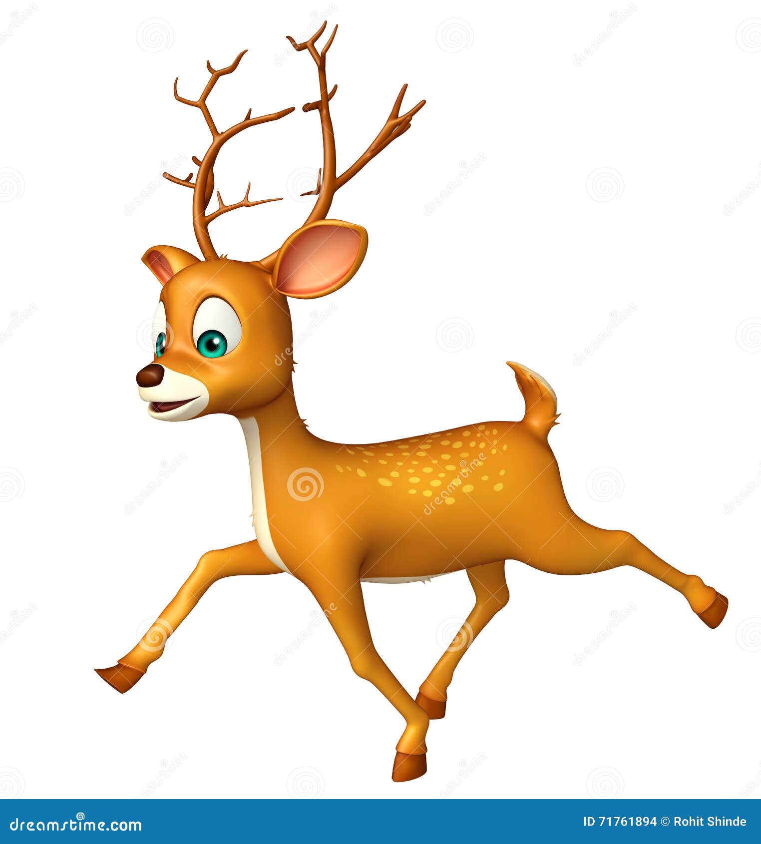 Cute Deer Funny Cartoon Character Stock Illustration - Illustration of ...
