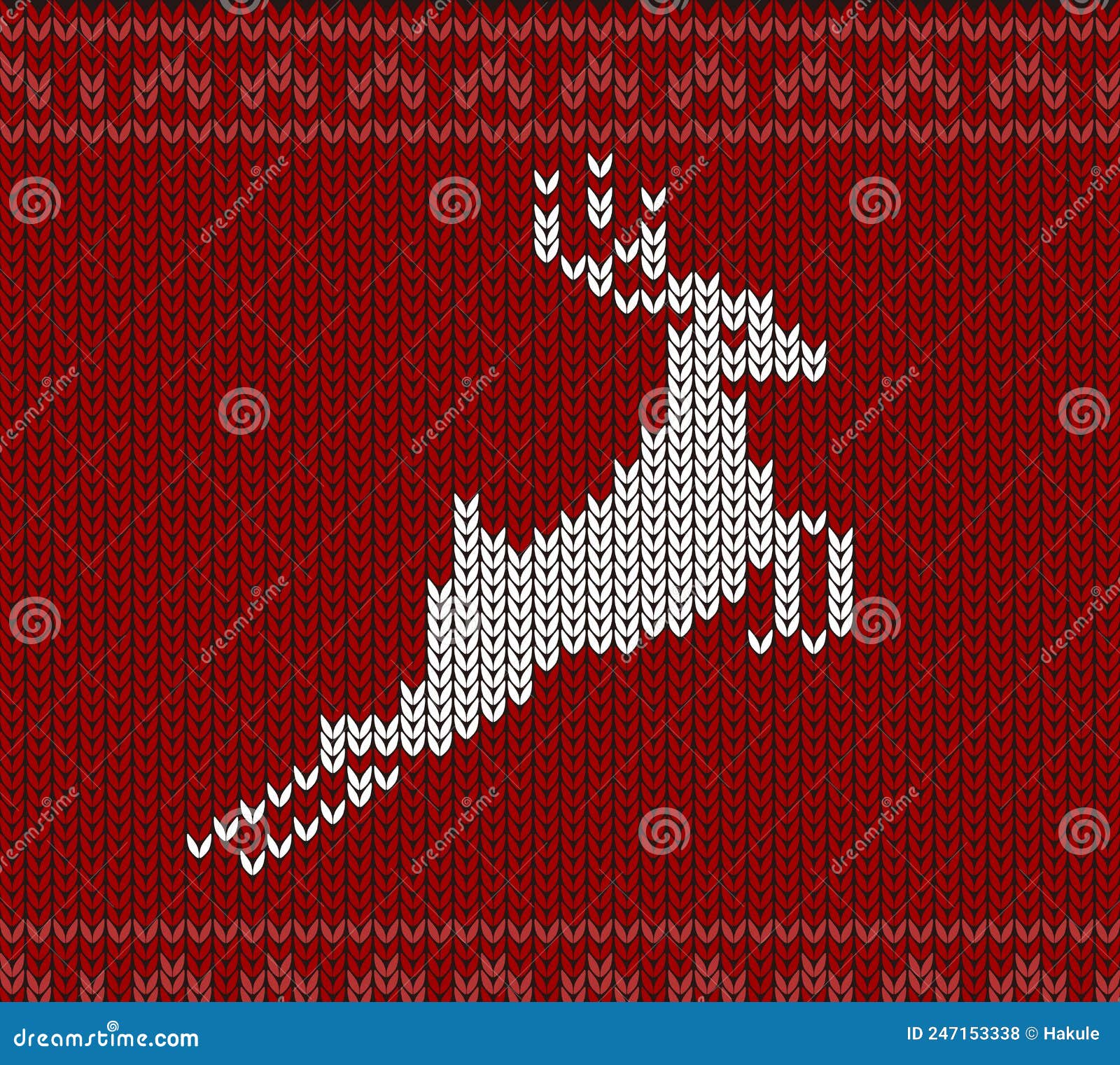 Cute Deer on the Knitting Pattern, Happy New Year, Vector Illustration ...