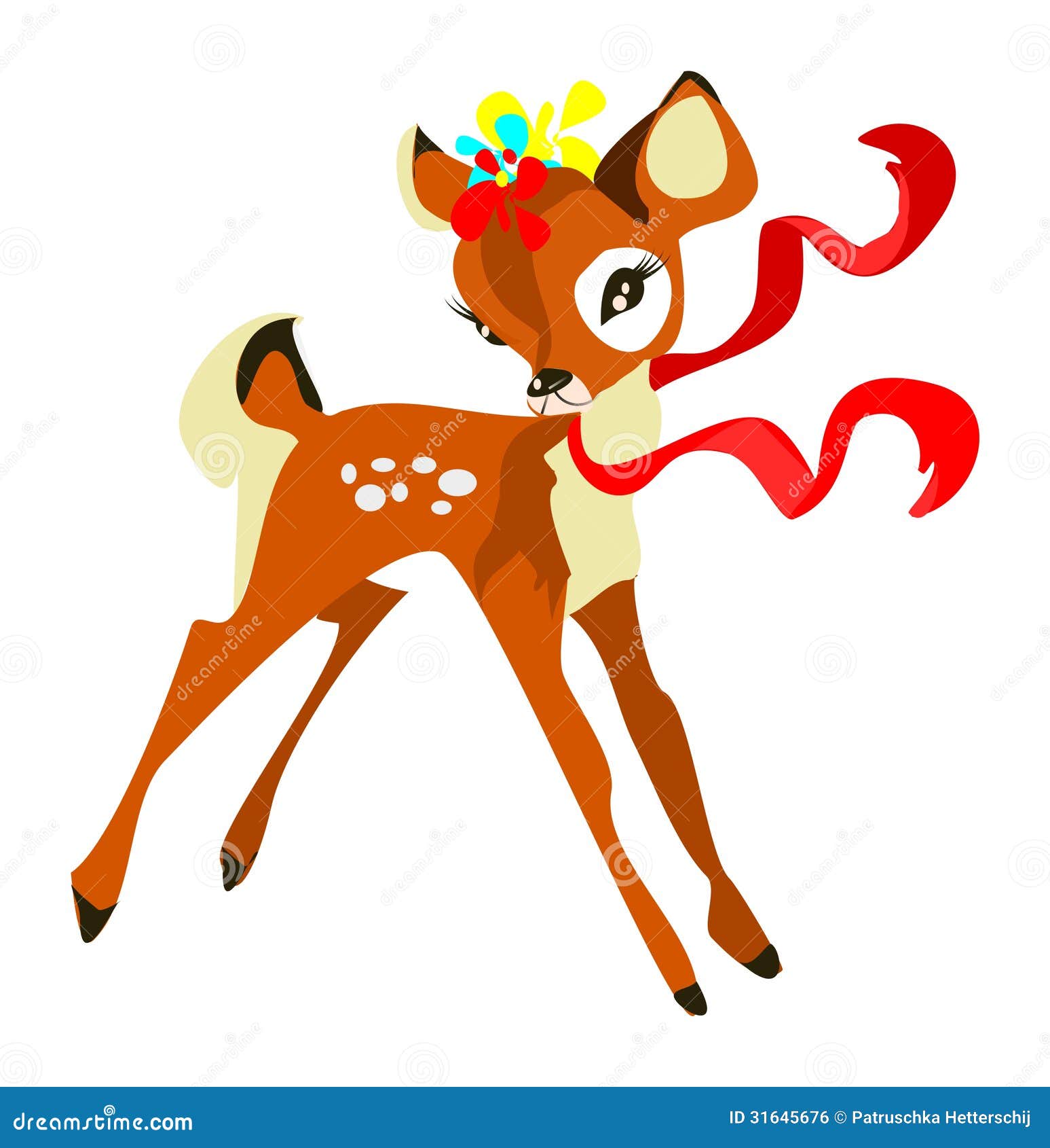 Cute deer stock illustration. Illustration of flowers - 31645676