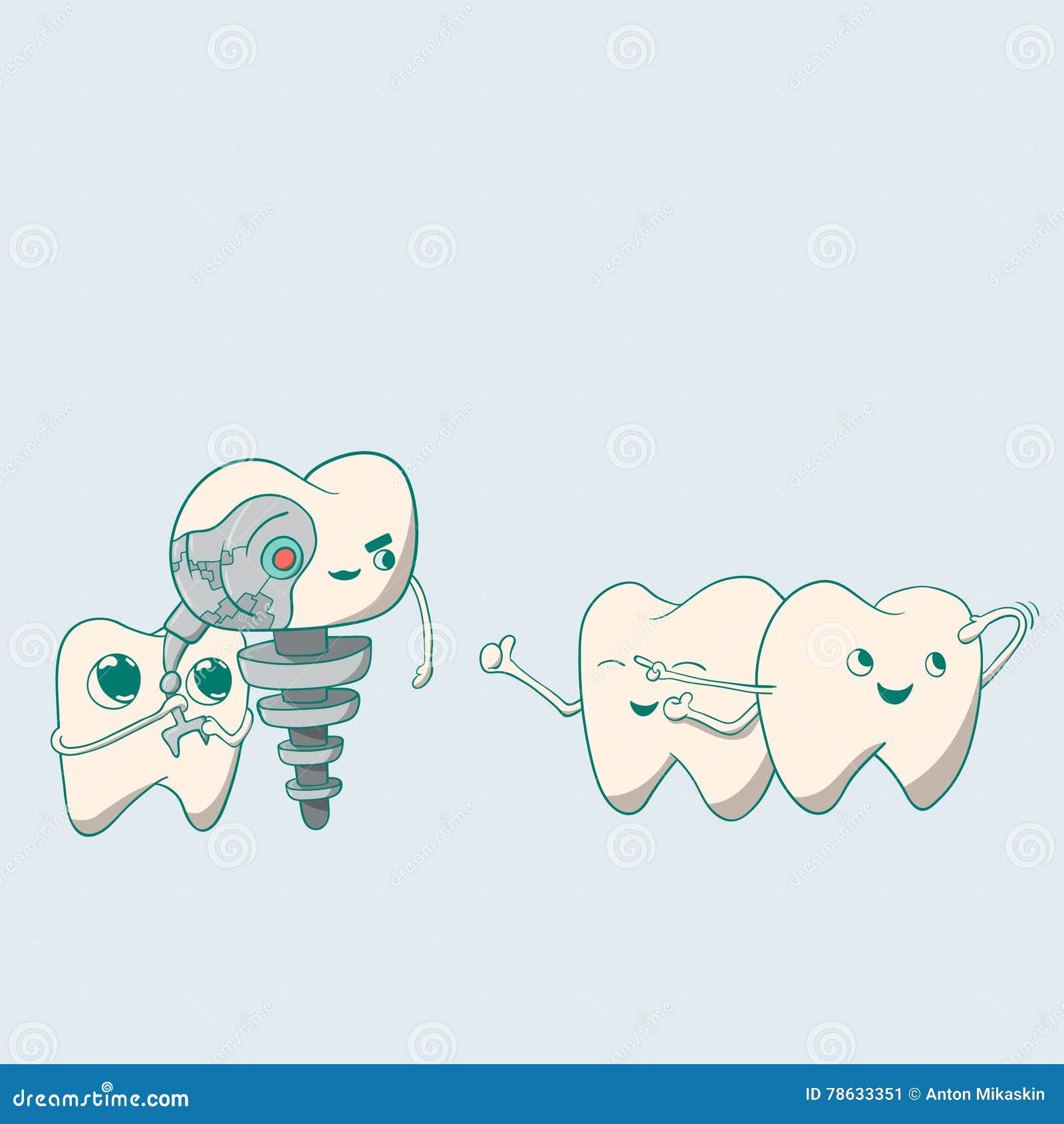 Cute Dental Implant Robot and Teeth Stock Vector - Illustration of ...
