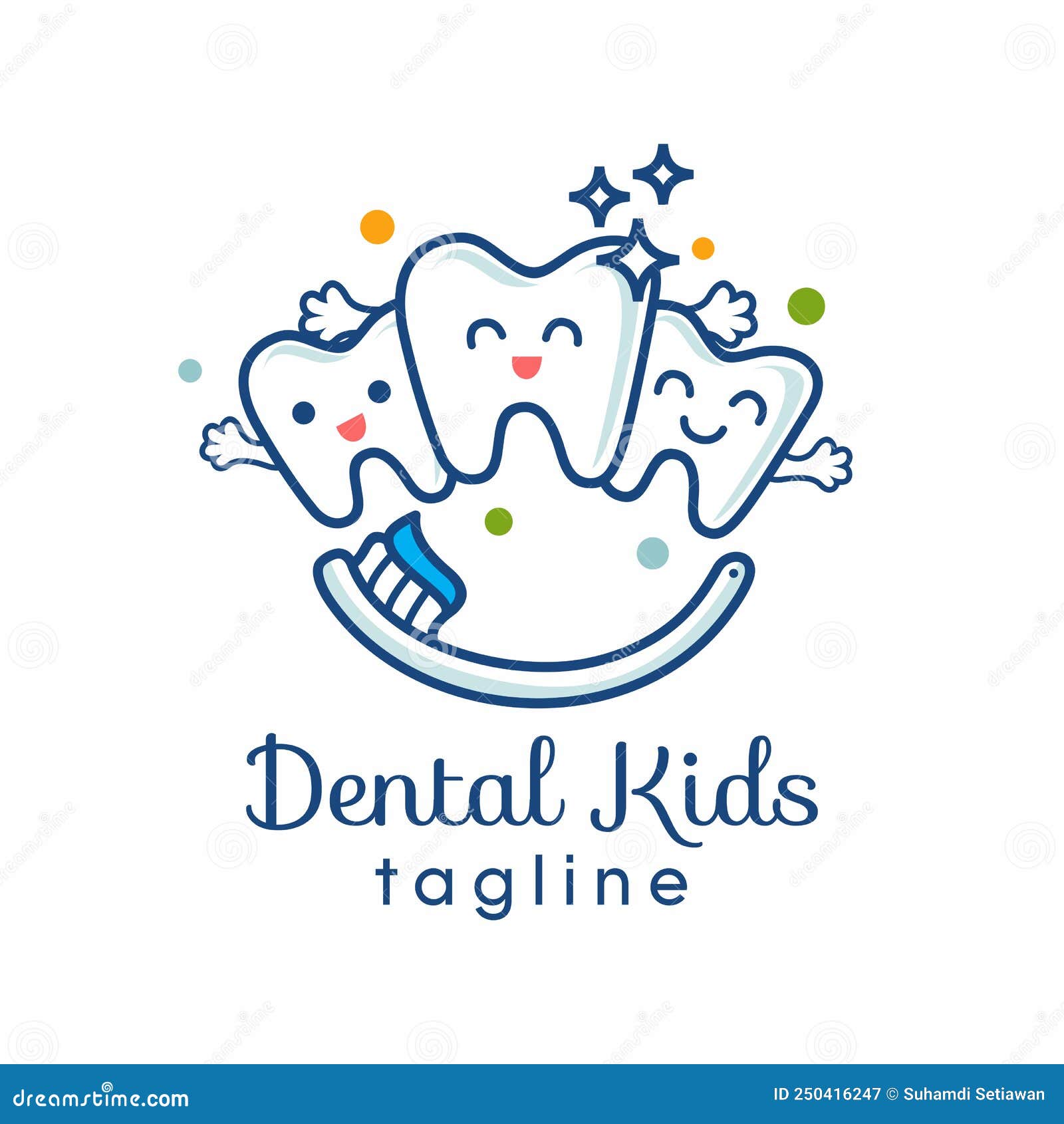 Cute Dental Kids Logo Design Vector Stock Vector - Illustration of ...