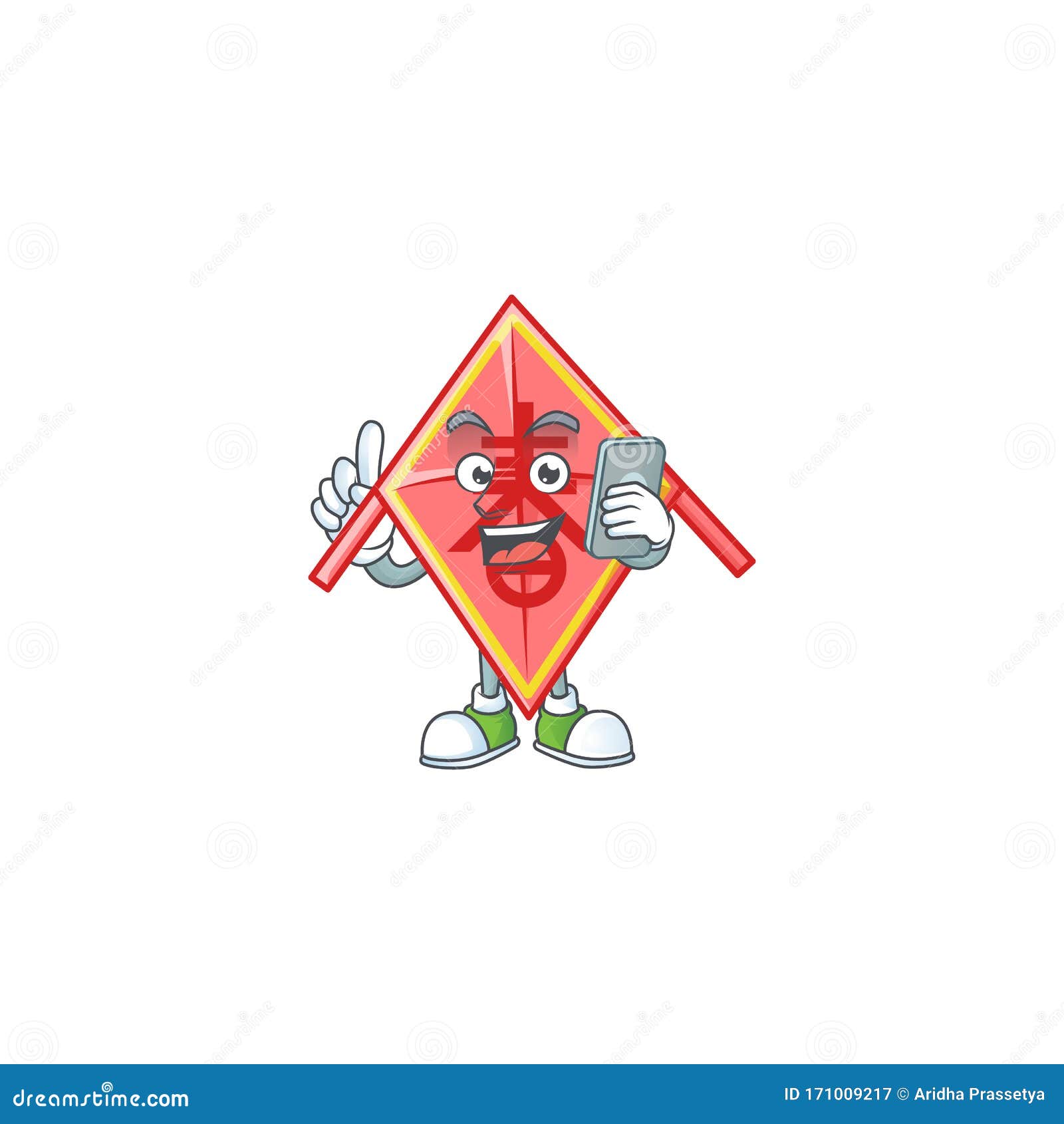 Cute Design of Chinese Red Kite Speaking on the Phone Stock Vector ...