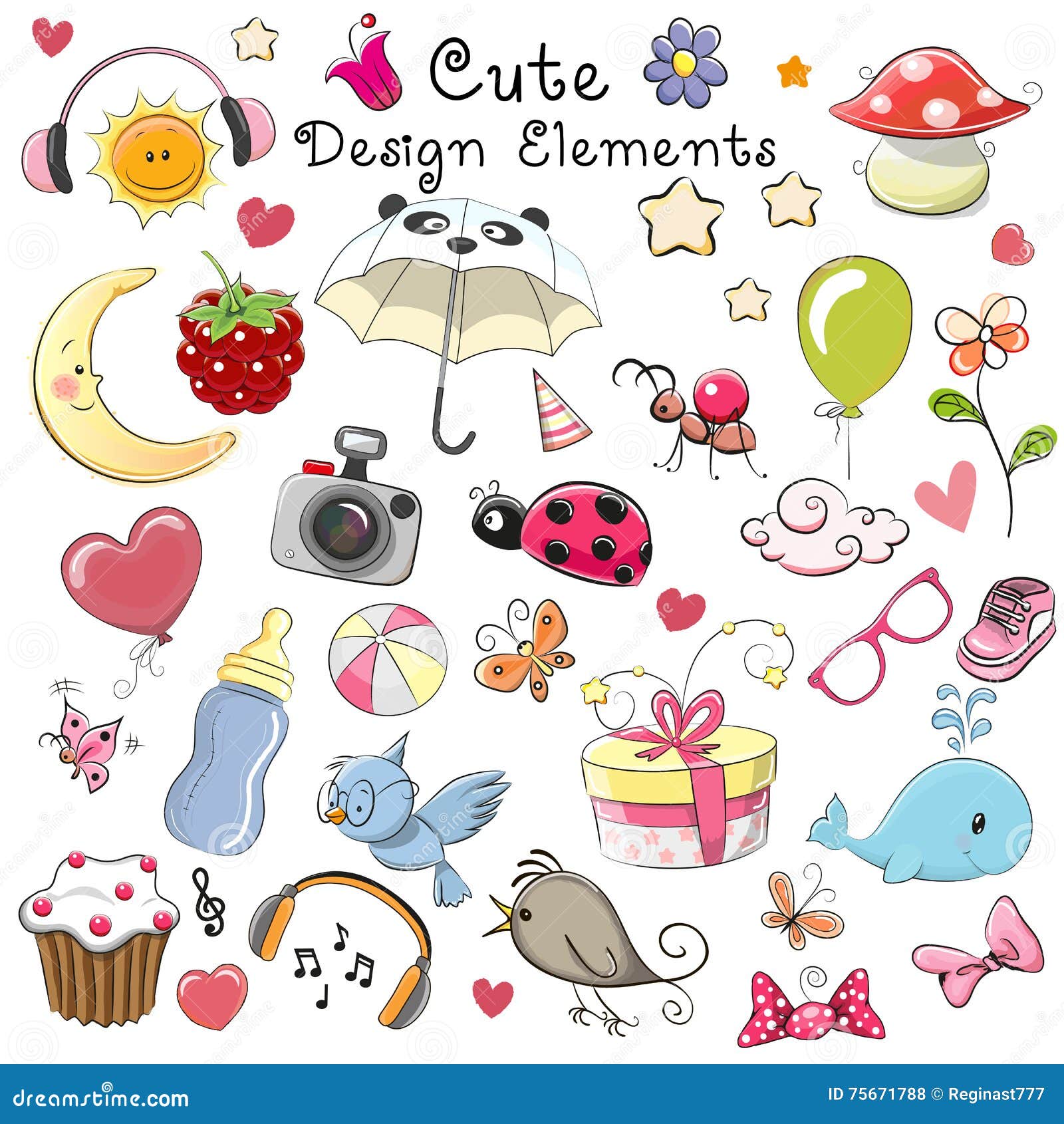 Cute design elements stock vector. Illustration of background - 75671788