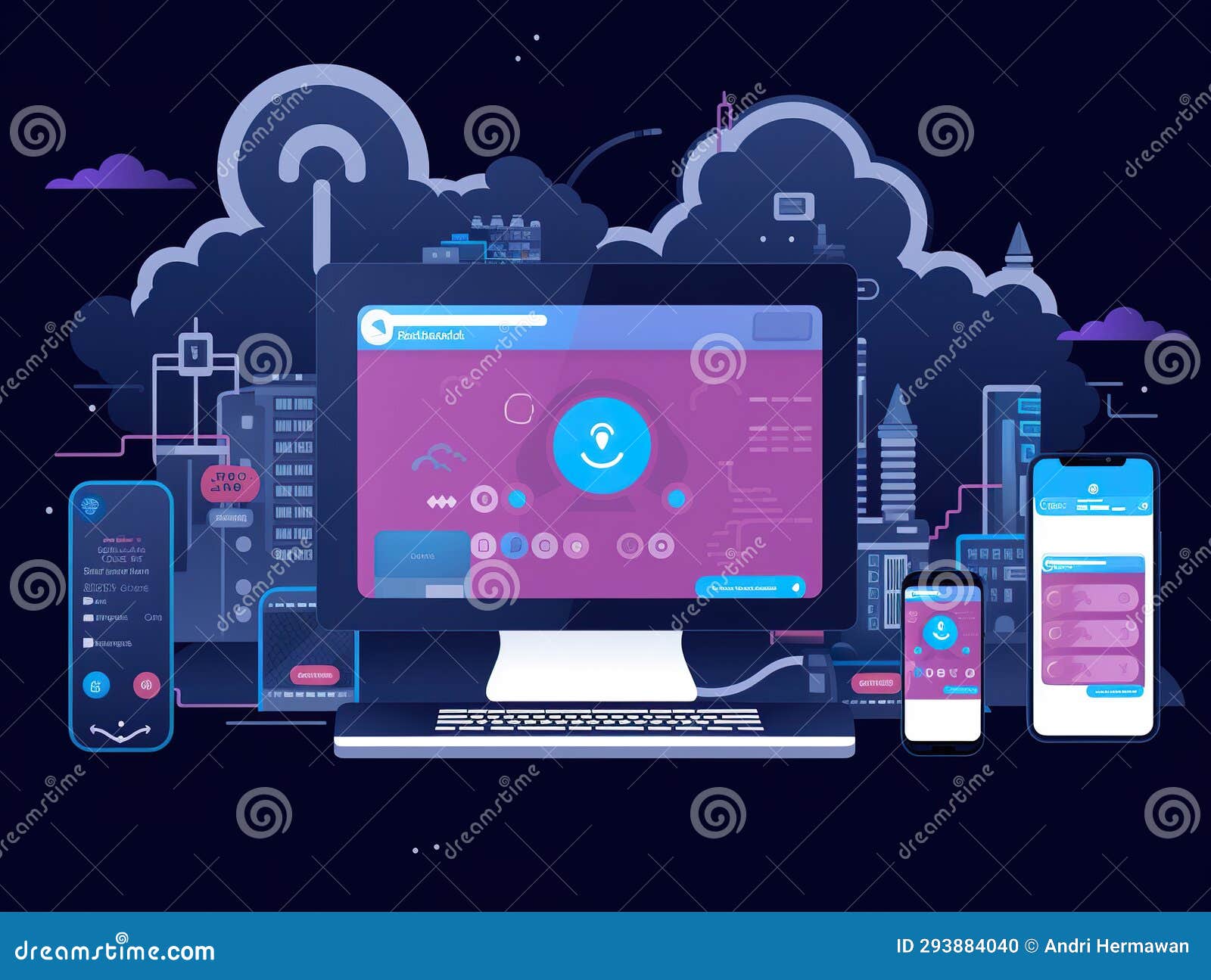 Cute Design Mobile Connectivity Stock Illustration - Illustration of ...