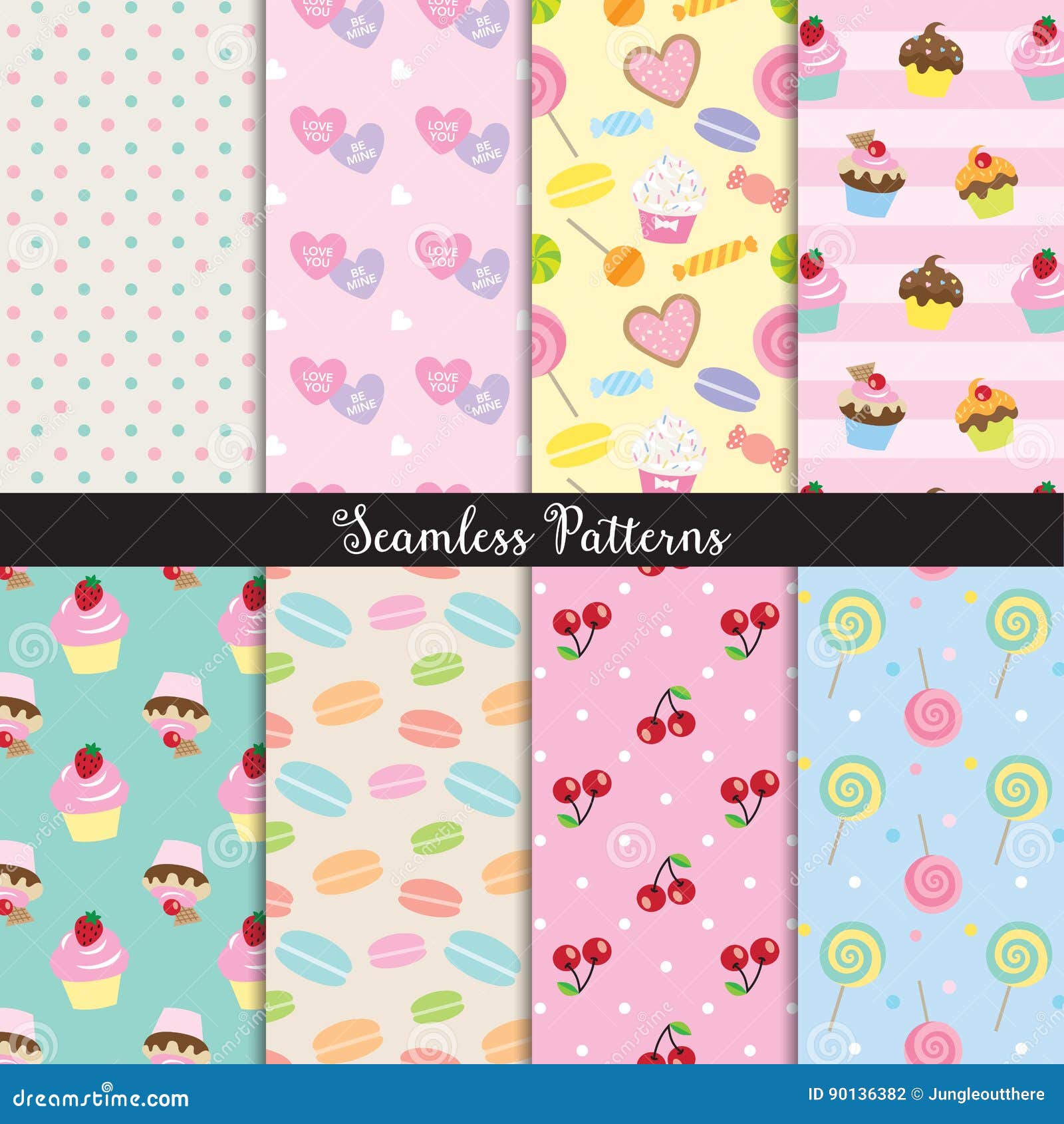 Dessert Seamless Pattern. Sweet Background In Hand Drawn Style ...