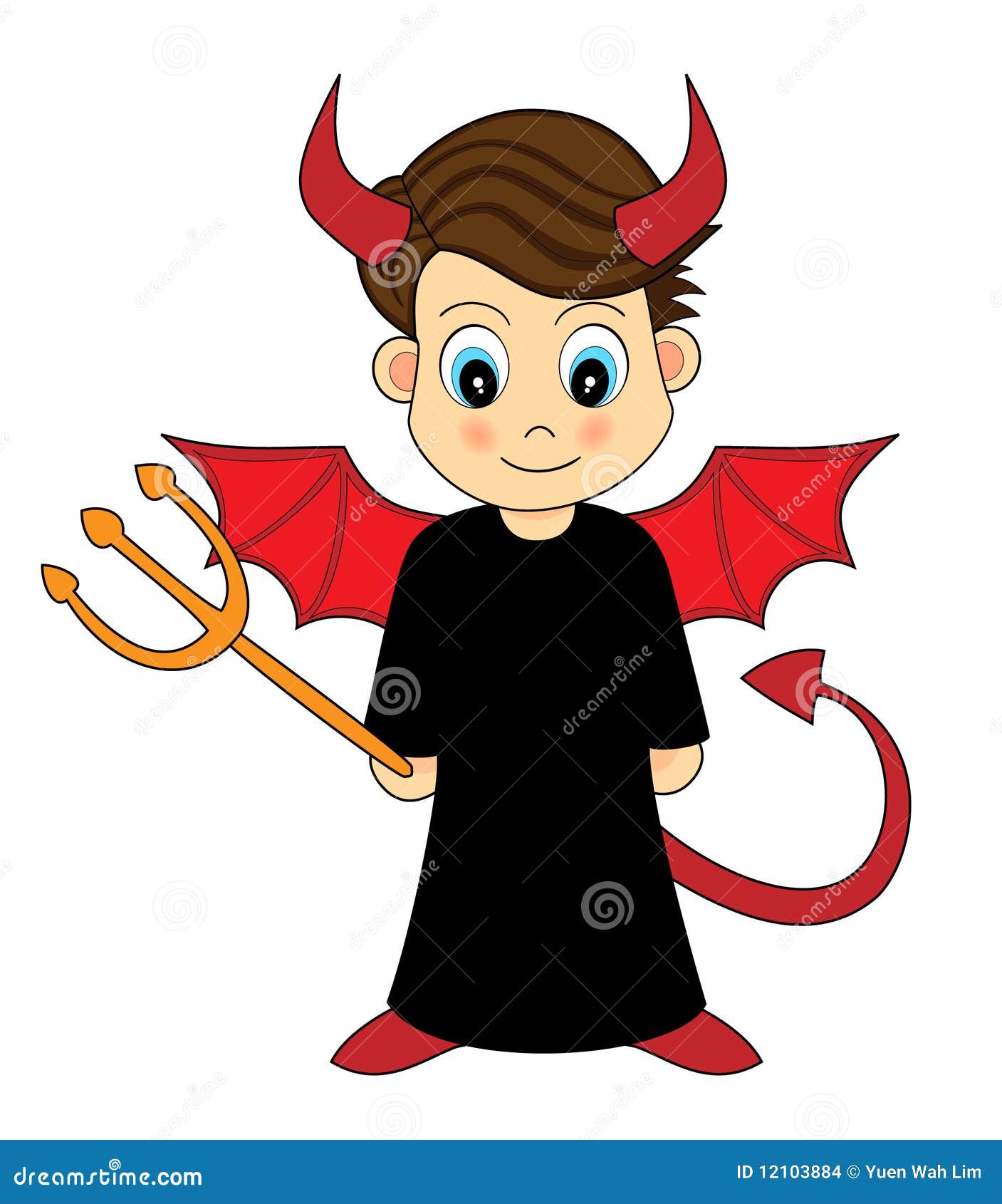 Cute Devil Boy stock vector. Illustration of demon, smile - 12103884