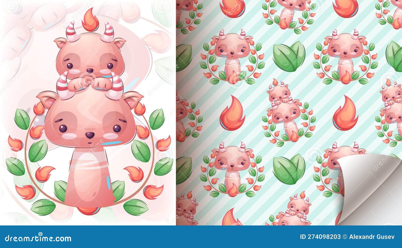 Cute Devil in Bush - Sealess Pattern Stock Vector - Illustration of ...