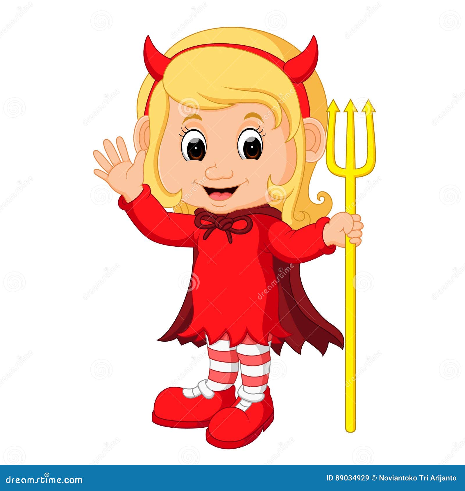 Cute devil girl cartoon stock vector. Illustration of halloween - 89034929