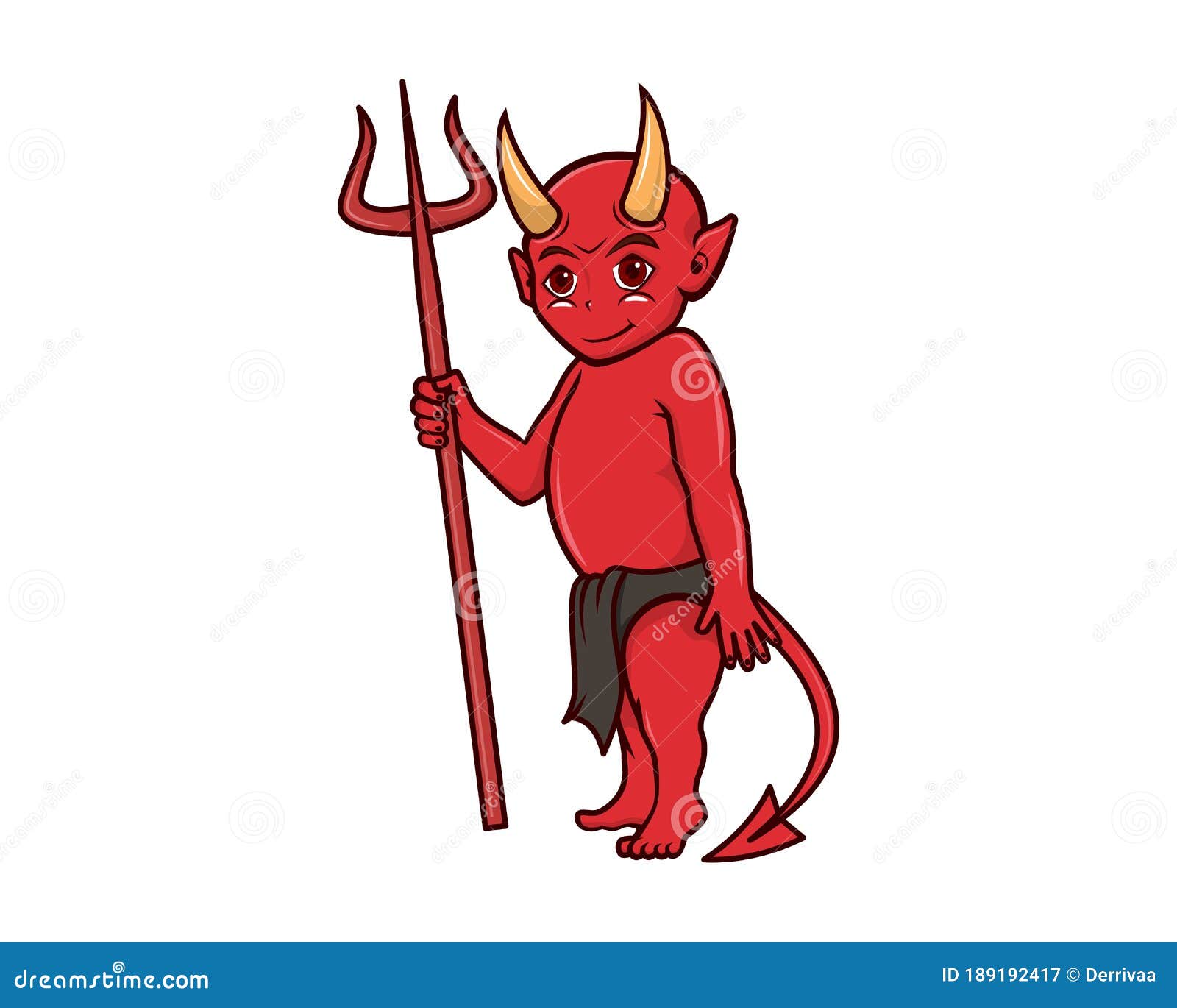 Cute Devil Illustration with Cartoon Style Stock Vector - Illustration ...