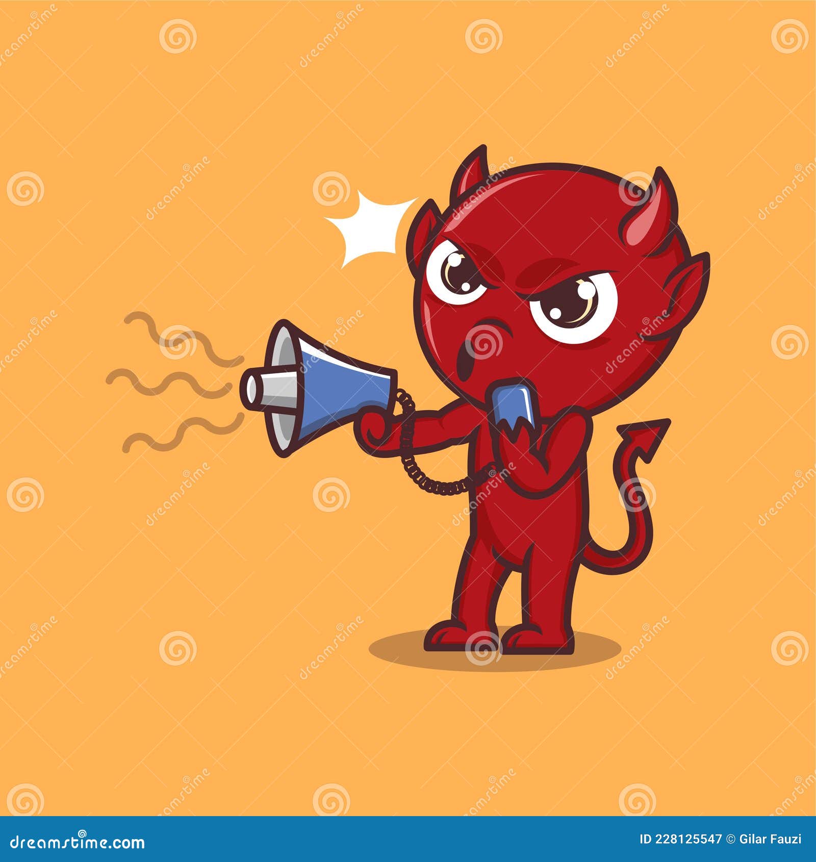 Cute devil megaphone stock vector. Illustration of comic - 228125547