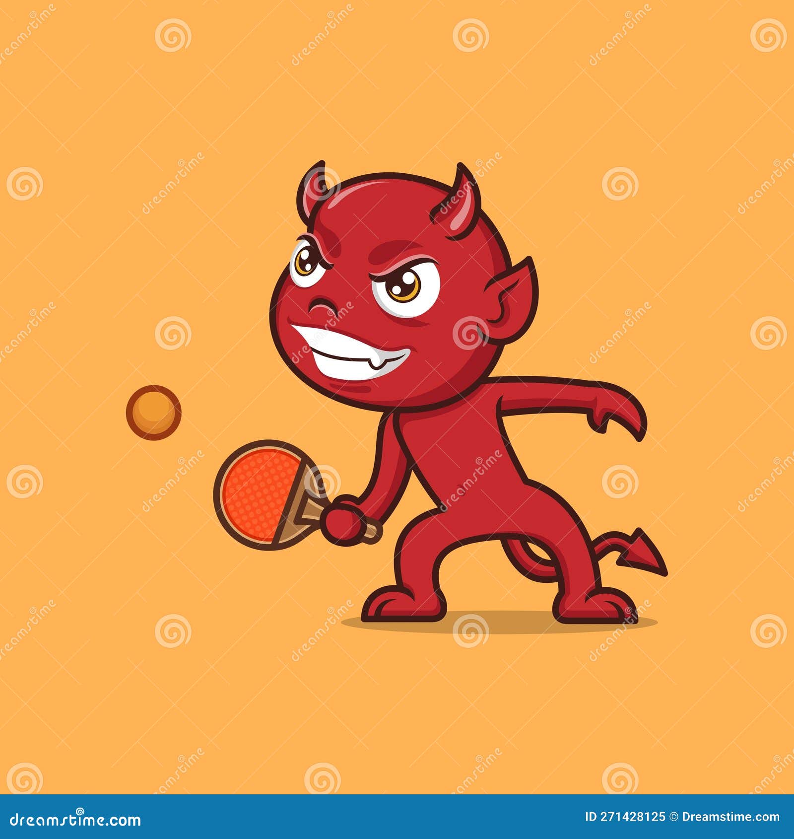 Cute devil ping pong stock vector. Illustration of play - 271428125