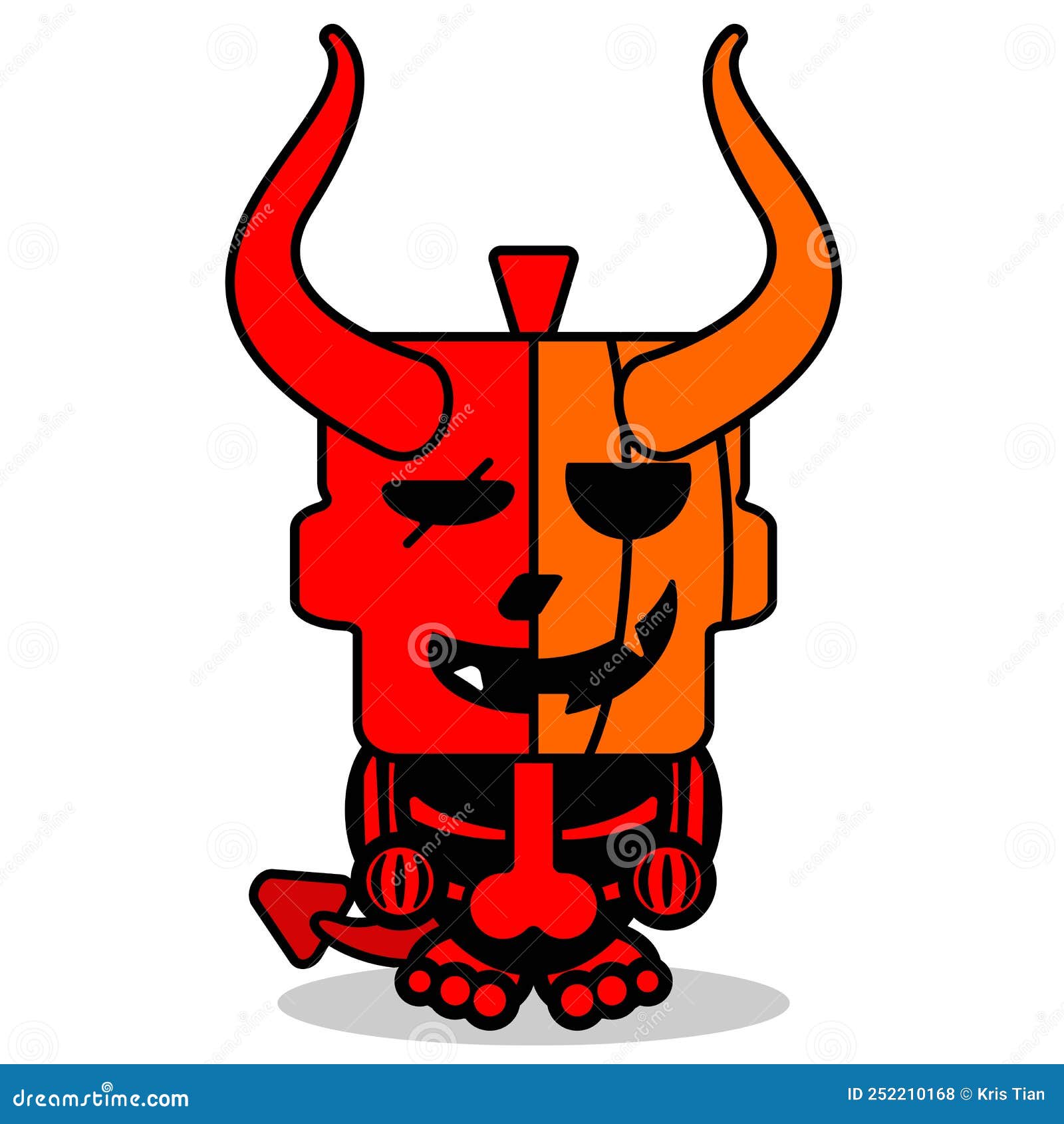 Cute Devil Pumpkin Mascot Costume Stock Vector - Illustration of autumn ...